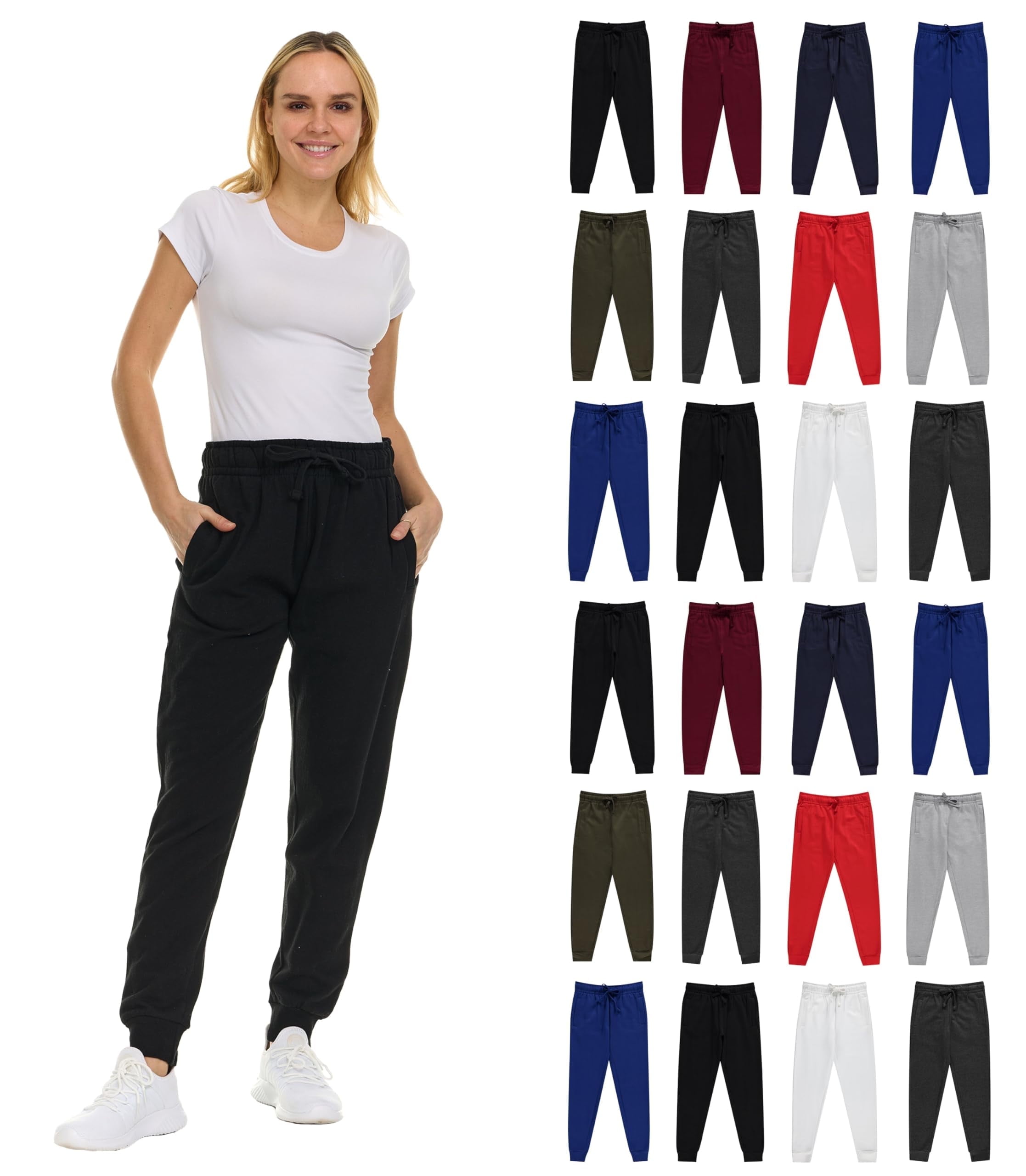 BILLIONHATS 24 Pack of Wholesale Womens Jogger Sweatpants, Bulk Comfy ...