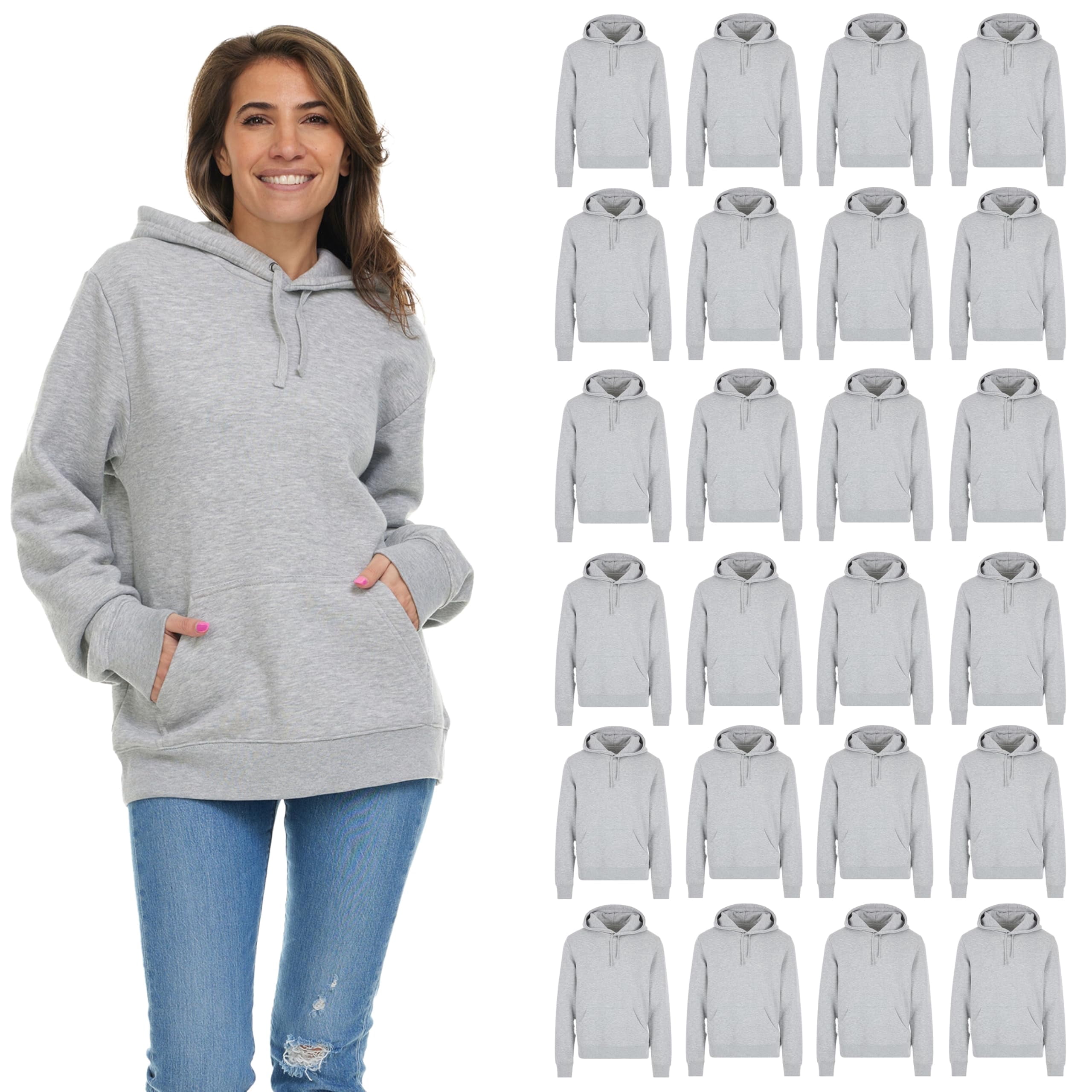 BILLIONHATS 24 Pack Women's Hoodie Oversized Sweatshirts, Cotton Blend ...