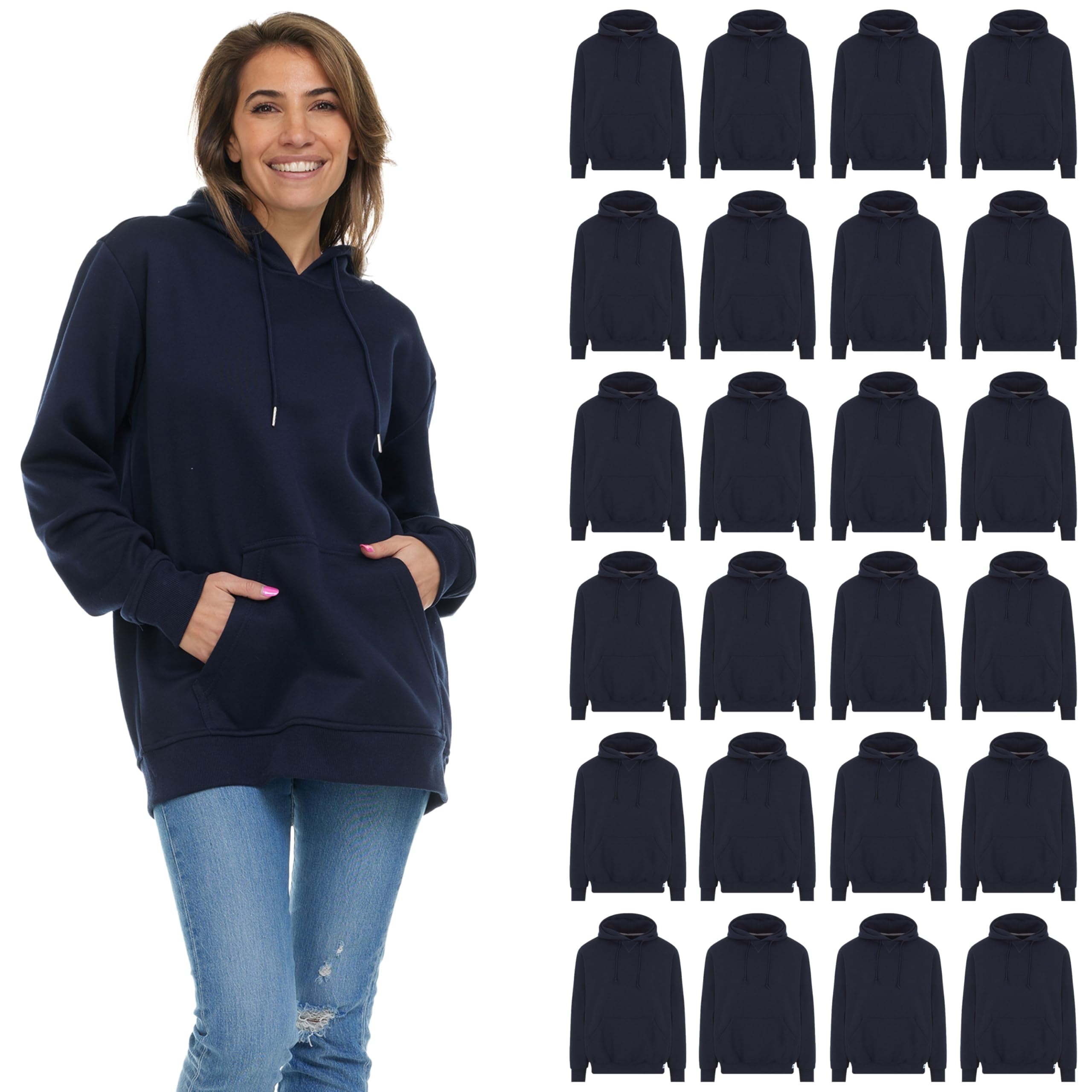 BILLIONHATS 24 Pack Women's Hoodie Oversized Sweatshirts, Cotton Blend ...