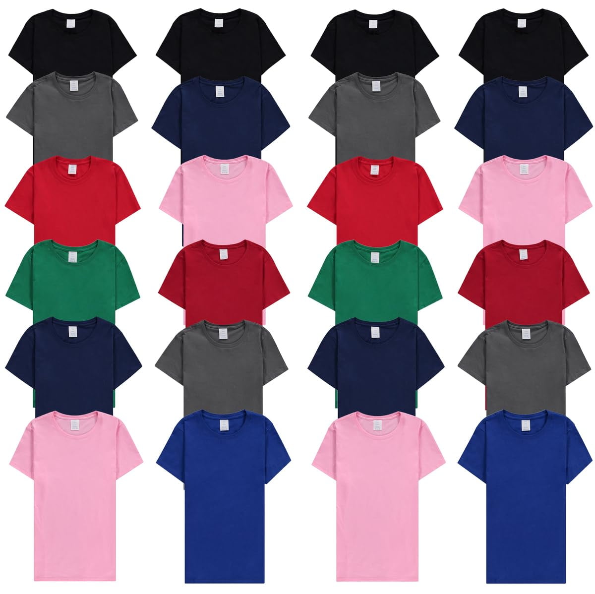 BILLIONHATS 24 Pack of Womens T-Shirts in Bulk, Cotton Crew Neck Scoop ...