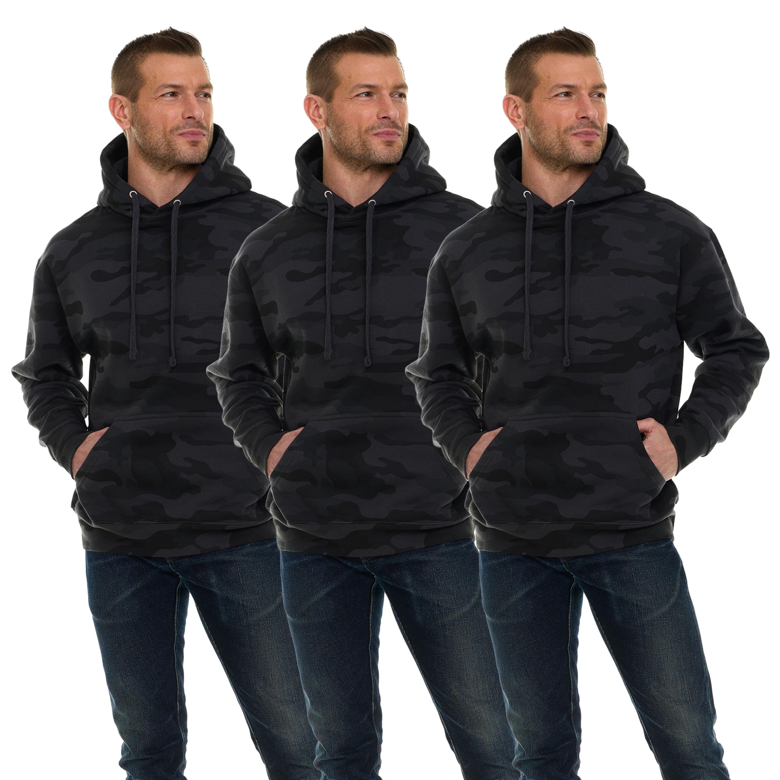 BILLIONHATS 3 Pack Wholesale Black Camo Hoodie Sweatshirts, Mens ...