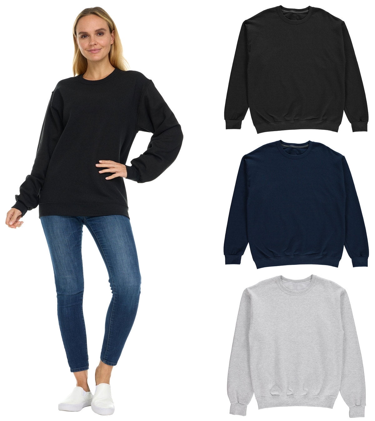 BILLIONHATS 3 Pack Women’s Oversized Crew Neck Sweatshirt, Fleece Lined ...