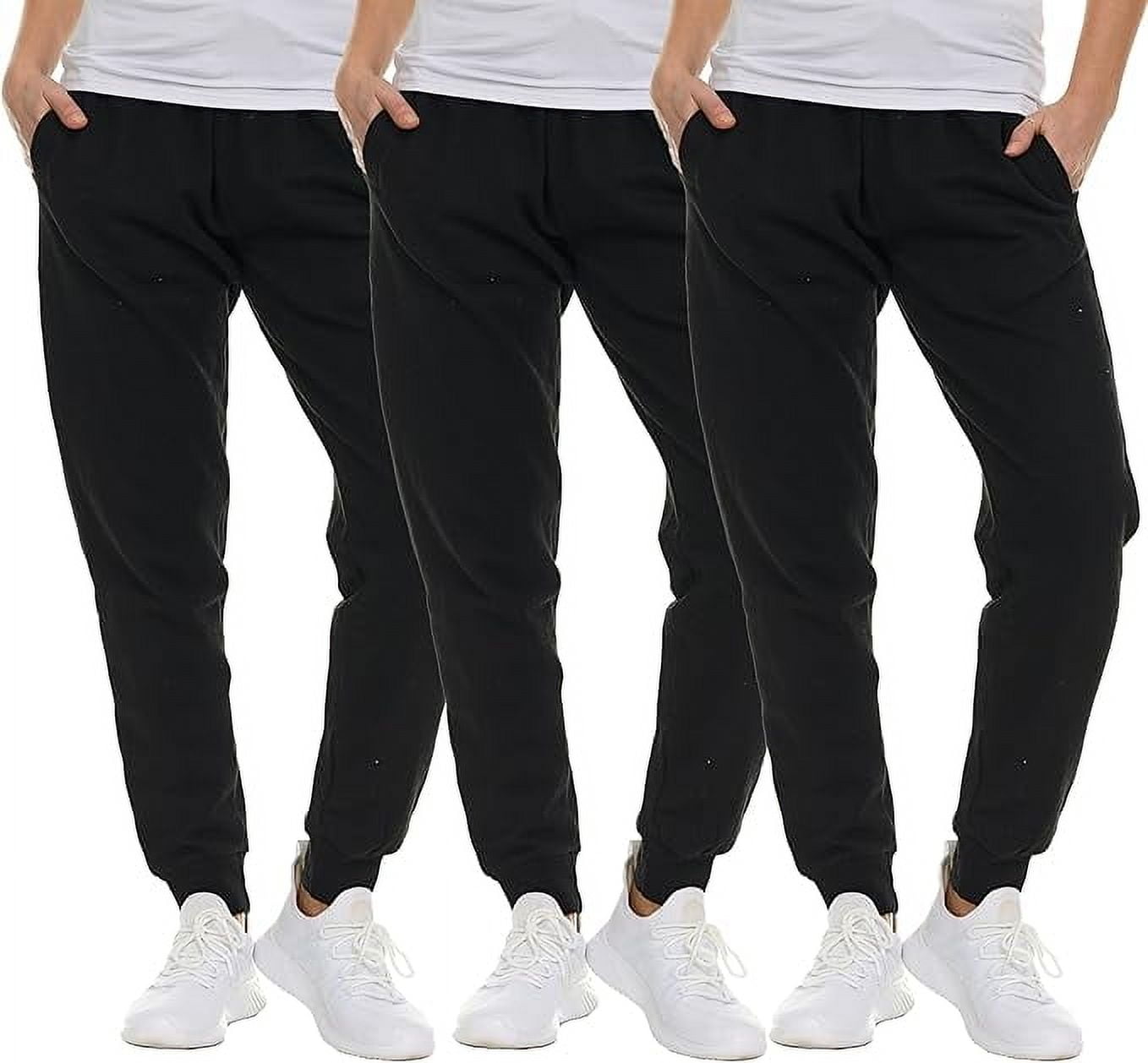 BILLIONHATS 3 Pack of Womens Jogger Fleece-Lined Sweatpants, Bulk Comfy ...