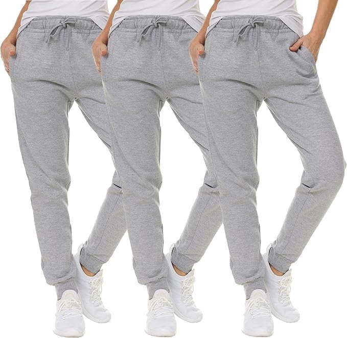 BILLIONHATS 3 Pack of Womens Jogger Fleece-Lined Sweatpants, Bulk Comfy ...