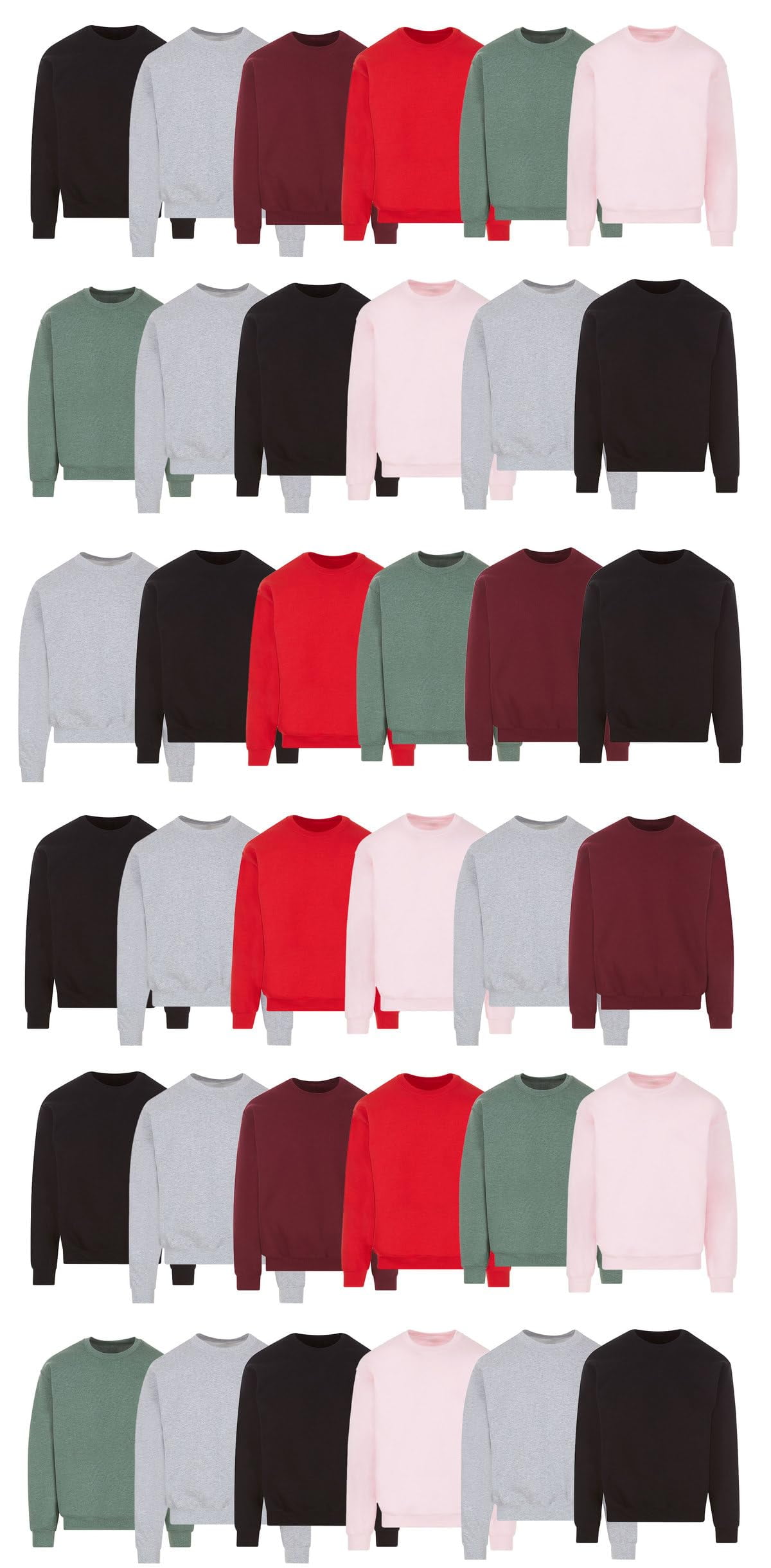 BILLIONHATS 36 Pack Mens Crewneck Fleece Lined Pullover Sweatshirts ...