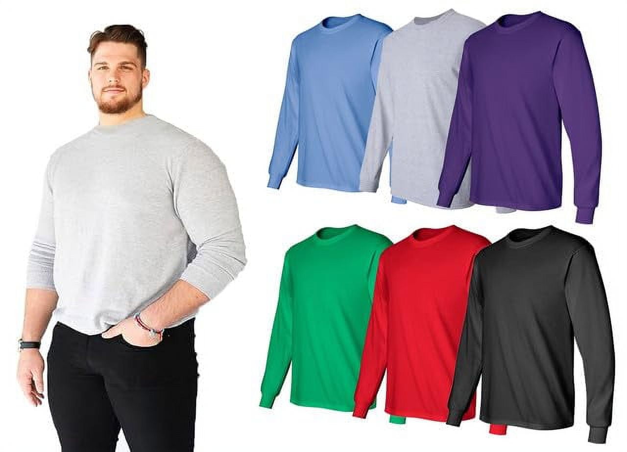 BILLIONHATS Soft Solid Set of 6 Big & Tall Long Sleeve T-Shirts for Men ...