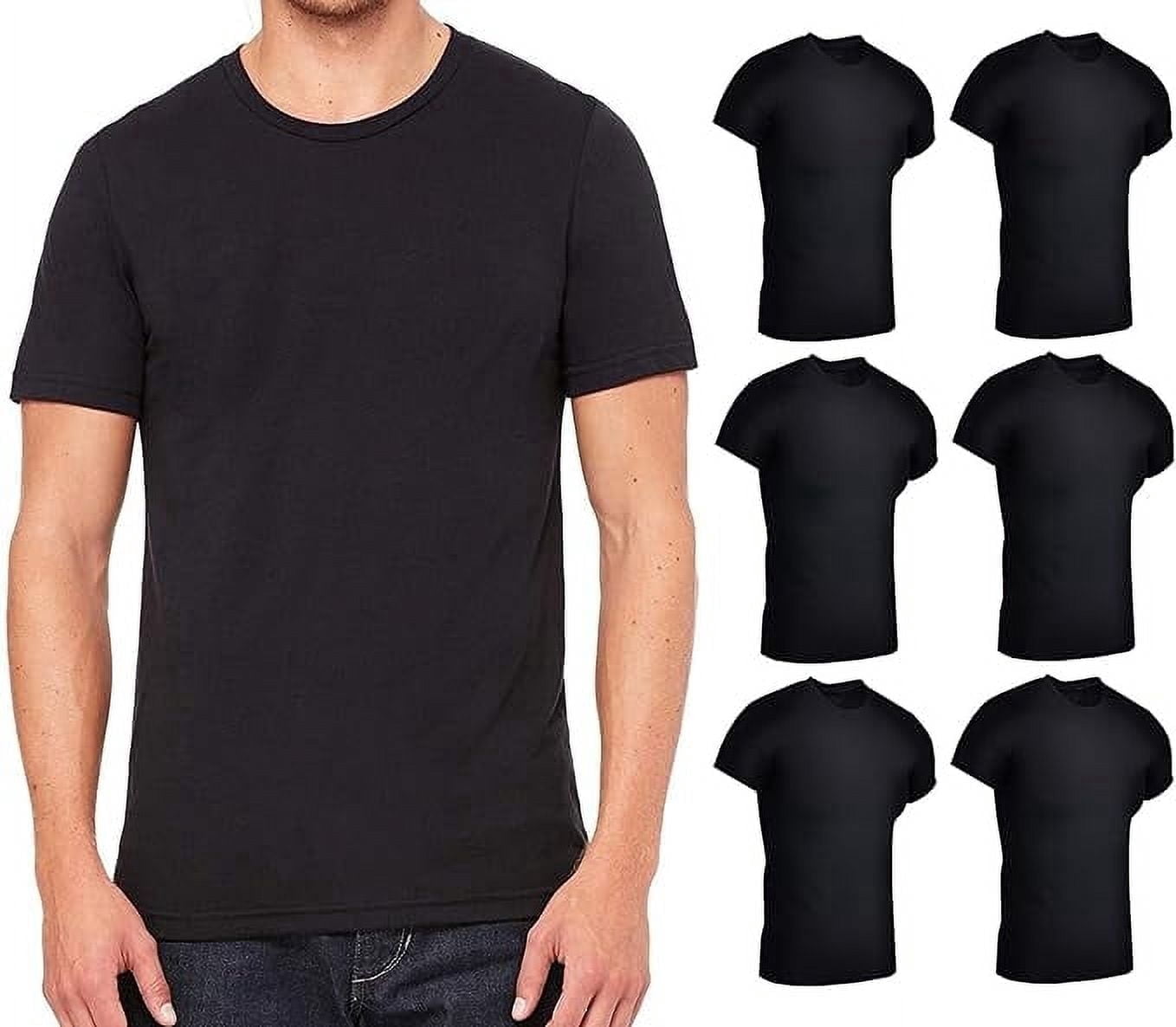 BILLIONHATS 6 Pack Men's 100% Cotton Lightweight T-Shirts, Black Crew ...