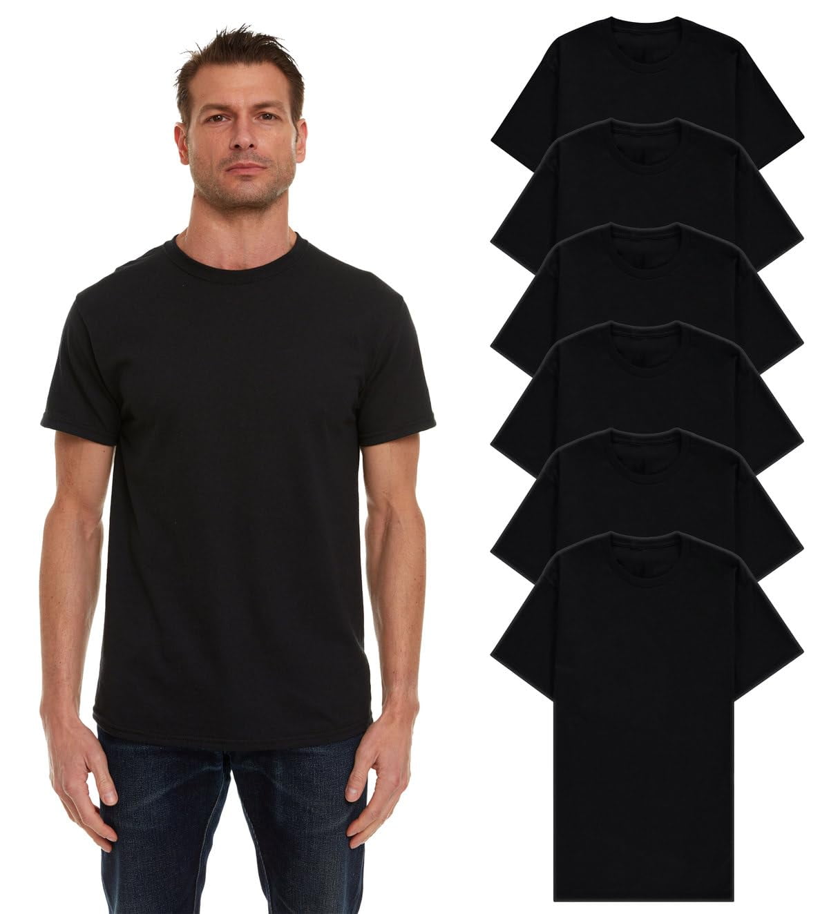 Billionhats 6 Pack Mens Lightweight Cotton T Shirts Crew Neck Tees