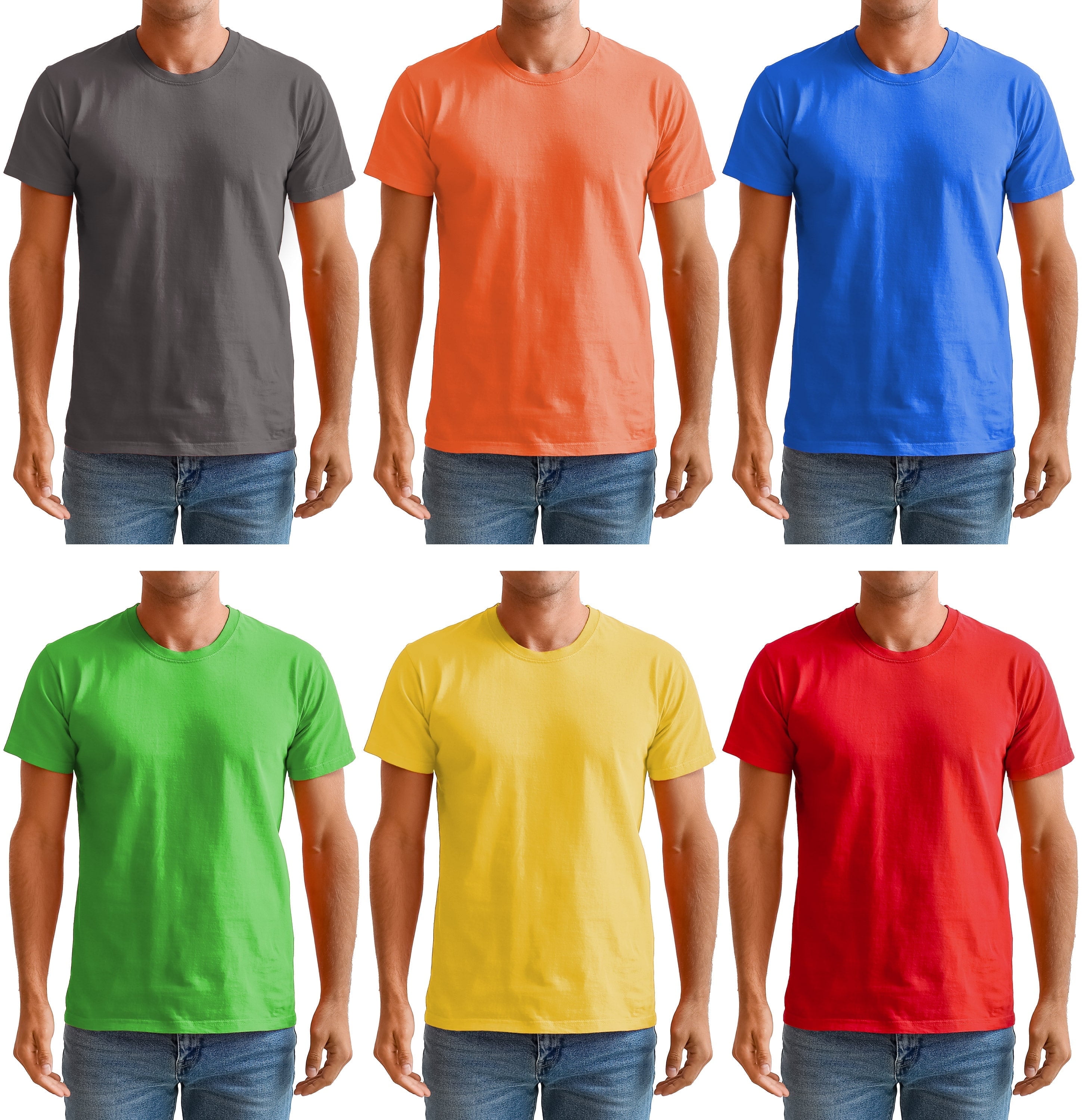 BILLIONHATS Men’s Big & Tall Cotton T-Shirts, 6 Pack, Short Sleeve ...