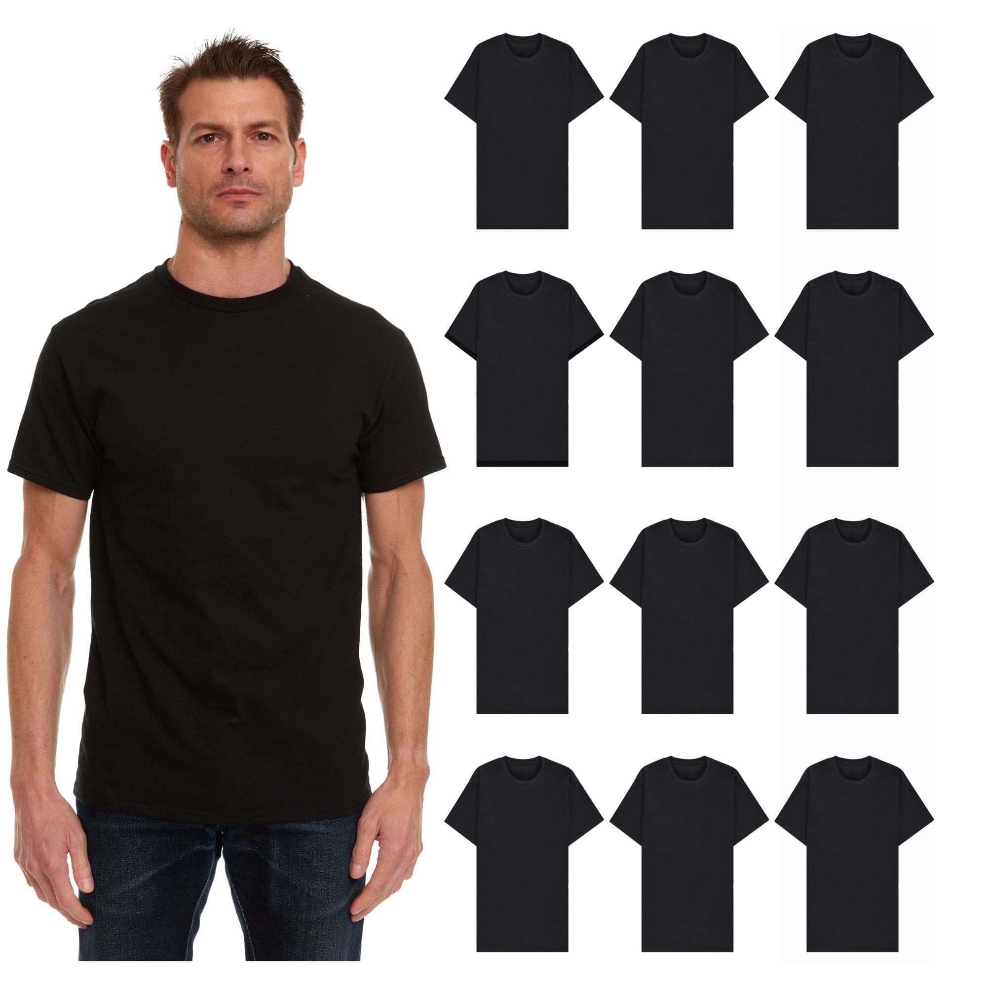 BILLIONHATS Mens Cotton Short Sleeve Lightweight T-Shirts, Bulk Crew ...