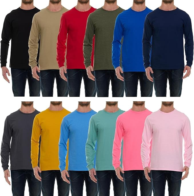 BILLIONHATS Mens Long Sleeve Light and Dark Colorful T-Shirts, Cotton ...