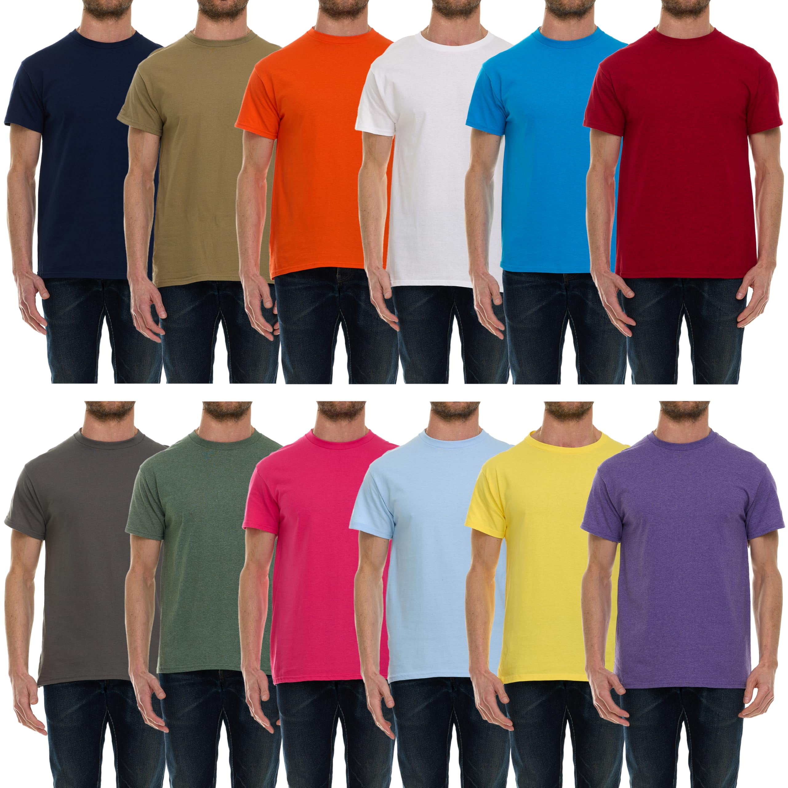 BILLIONHATS Wholesale Bulk 12 Pack Men's Cotton T-Shirt Tees, Big ...