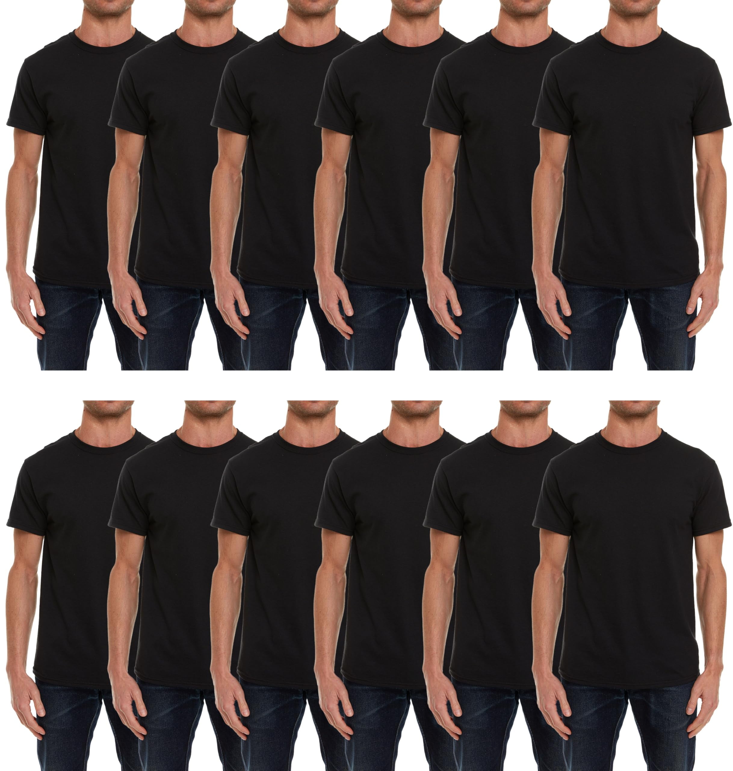 BILLIONHATS Wholesale Bulk 12 Pack Men's Cotton T-Shirt Tees, Big ...