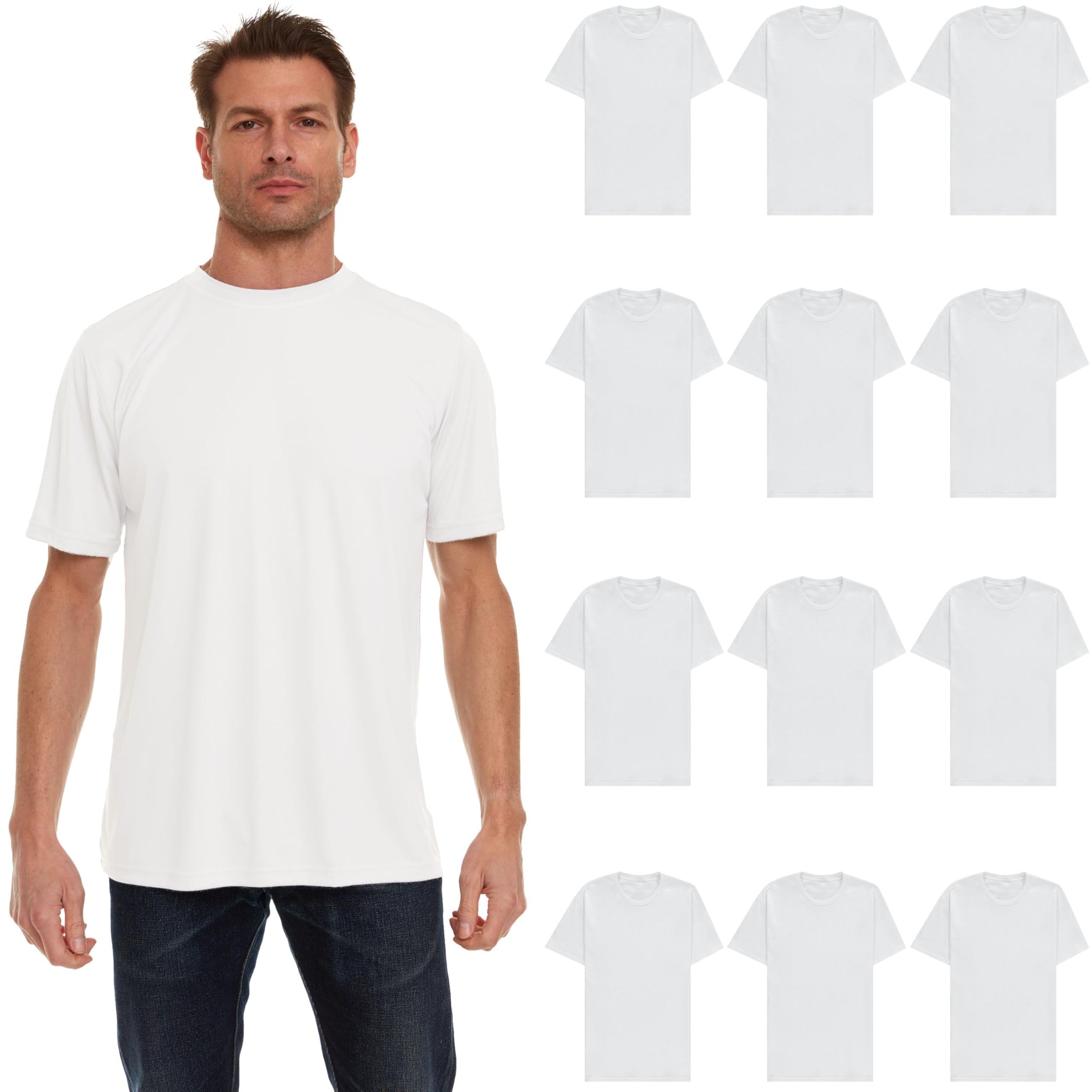 BILLIONHATS Wholesale Bulk 12 Pack Men's Cotton T-Shirt Tees, Big ...