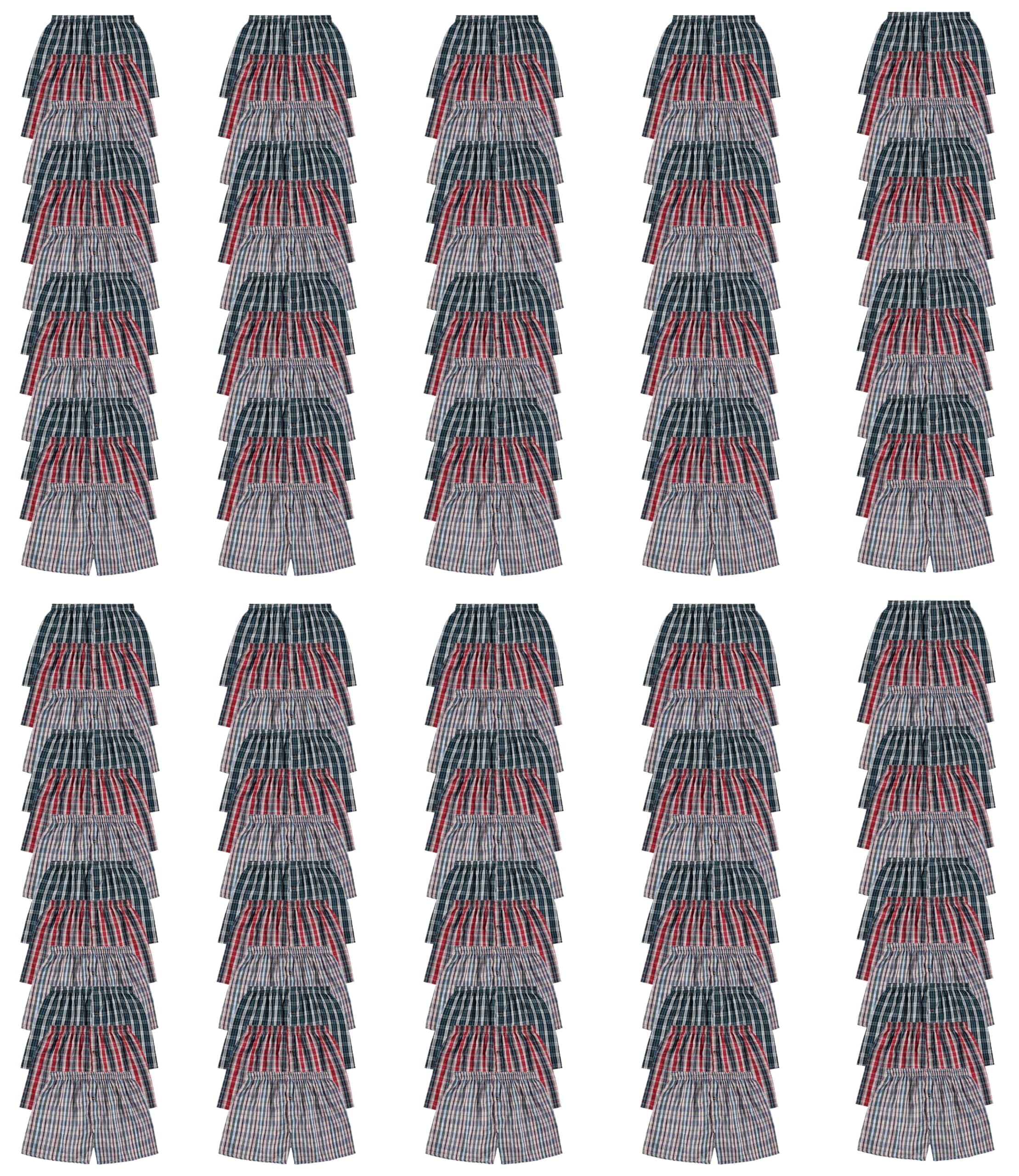 BILLIONHATS Wholesale Men's Tag Free Woven Boxer Shorts, Relaxed Fit ...