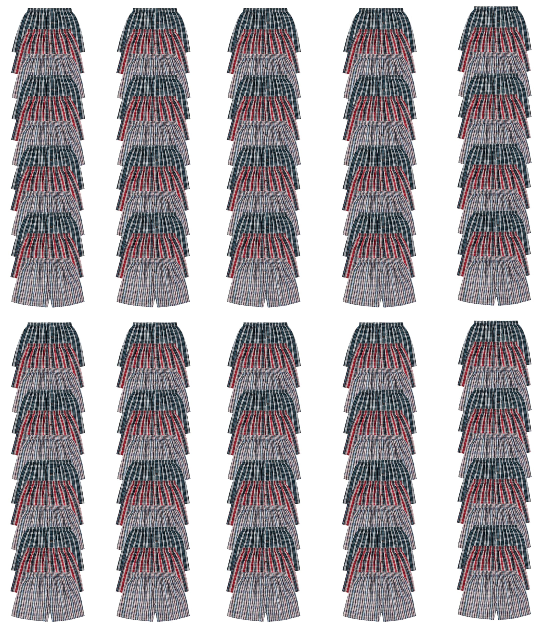 BILLIONHATS Wholesale Men's Tag Free Woven Boxer Shorts, Relaxed Fit ...