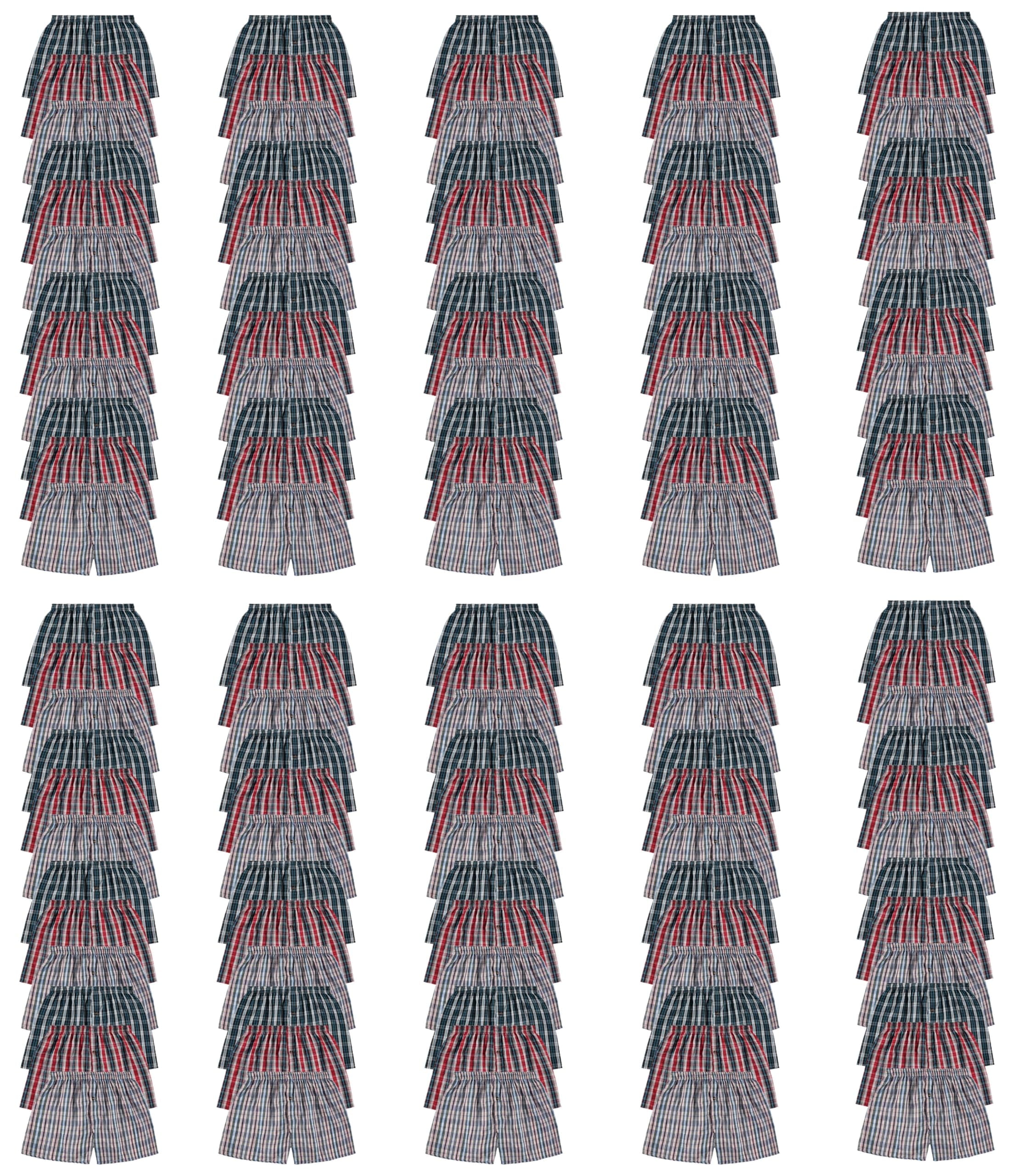 BILLIONHATS Wholesale Men's Tag Free Woven Boxer Shorts, Relaxed Fit ...