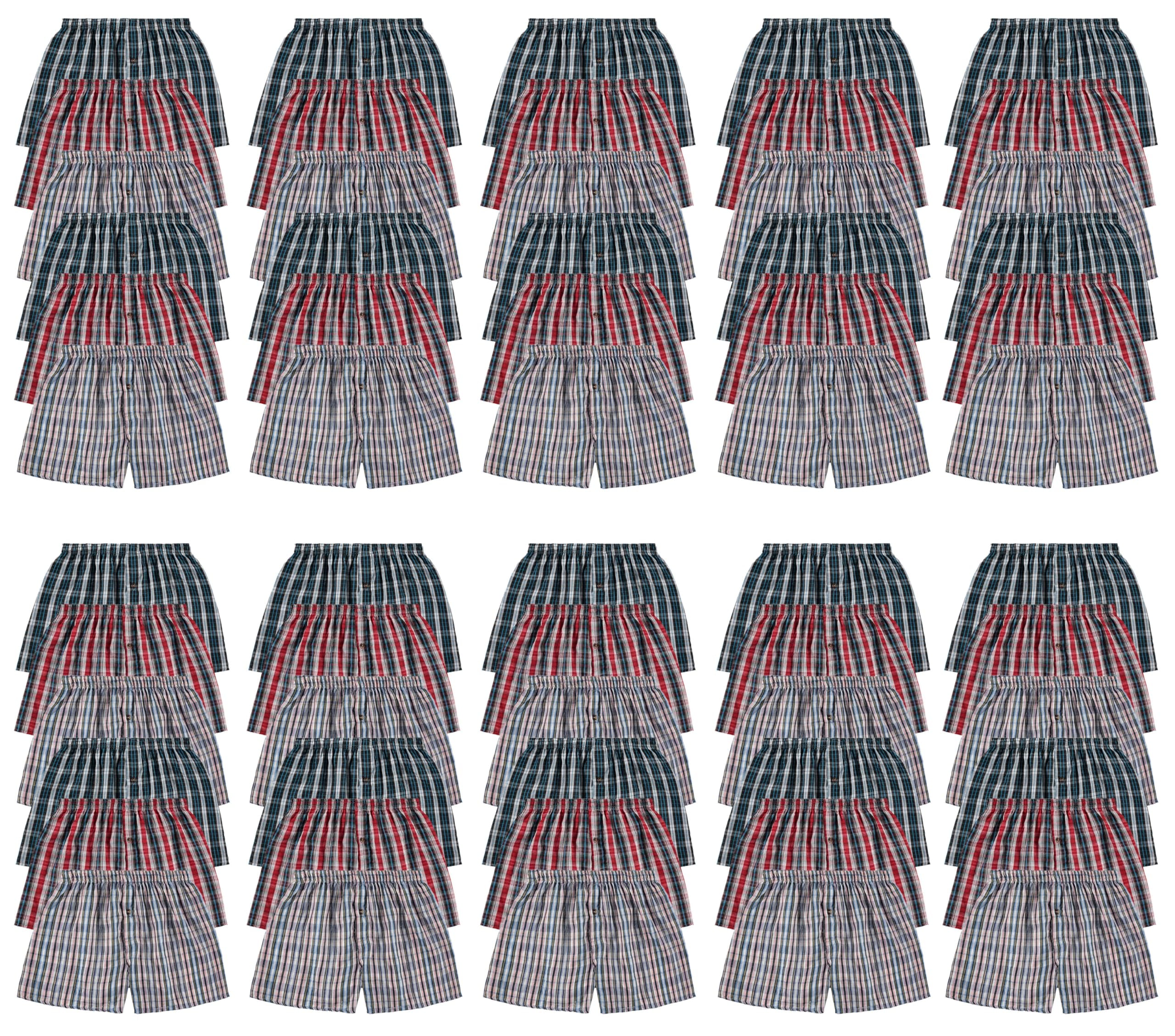 BILLIONHATS 60 Pack Wholesale Men's Tag Free Woven Boxer Shorts ...