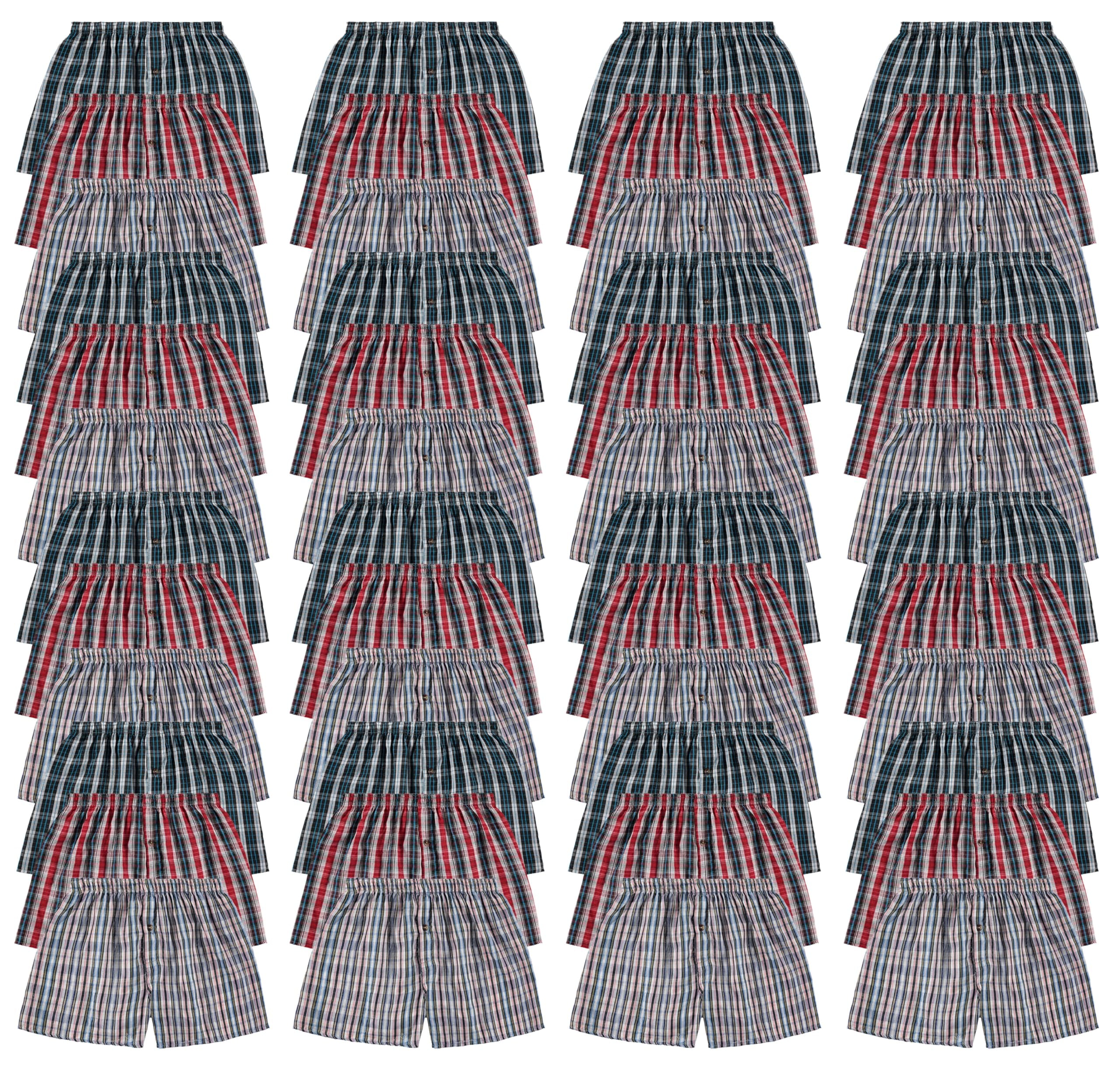 BILLIONHATS 48 Pack of Wholesale Men's Tag Free Woven Boxer Shorts ...