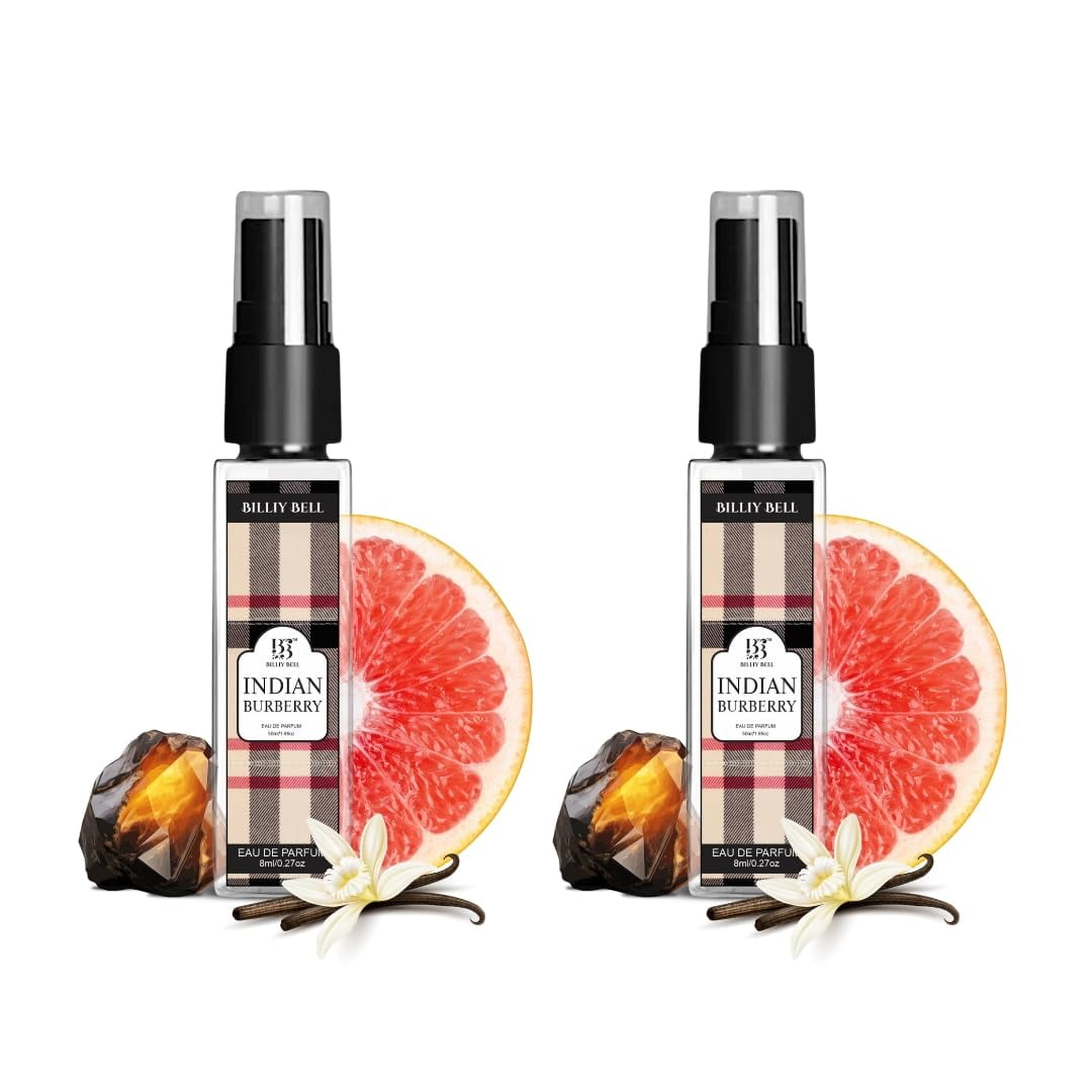 BILLIY BELL IndianBurbery Luxury Perfume Combo 8ml x 2 Fresh Fruity Eau ...