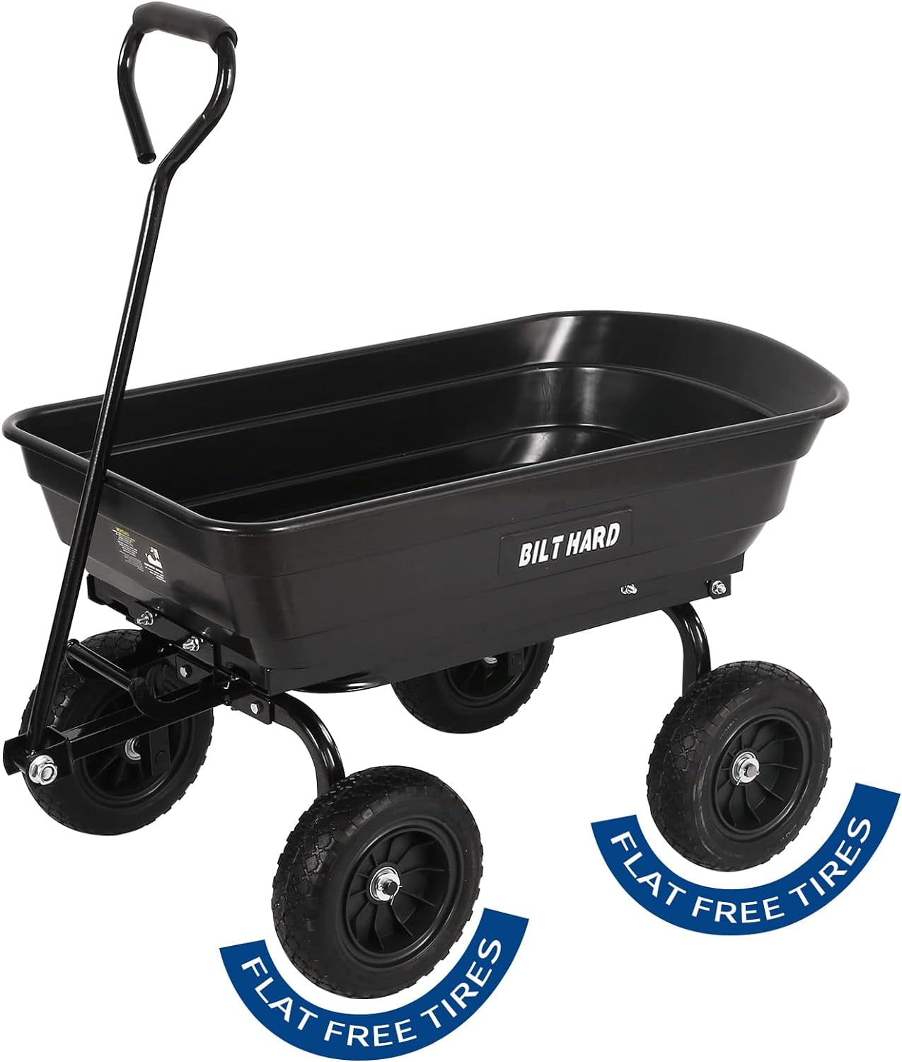 BILT HARD 4 Cu.Ft. 10" No-Flat Tires Poly Yard Dump Cart with 180 ...
