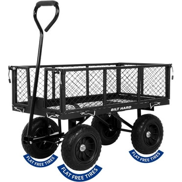 BENTISM Steel Garden Cart, Heavy Duty 500 lbs Capacity, with Removable ...
