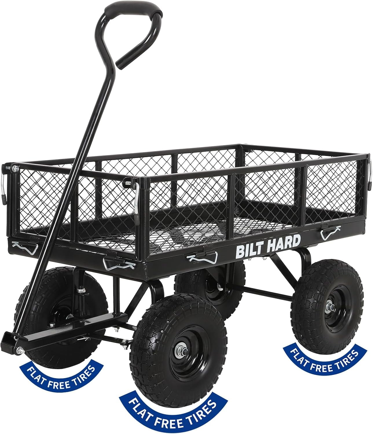 BILT HARD Flat Free Steel Garden Cart 400 Lbs, Heavy Duty Utility Wagon ...