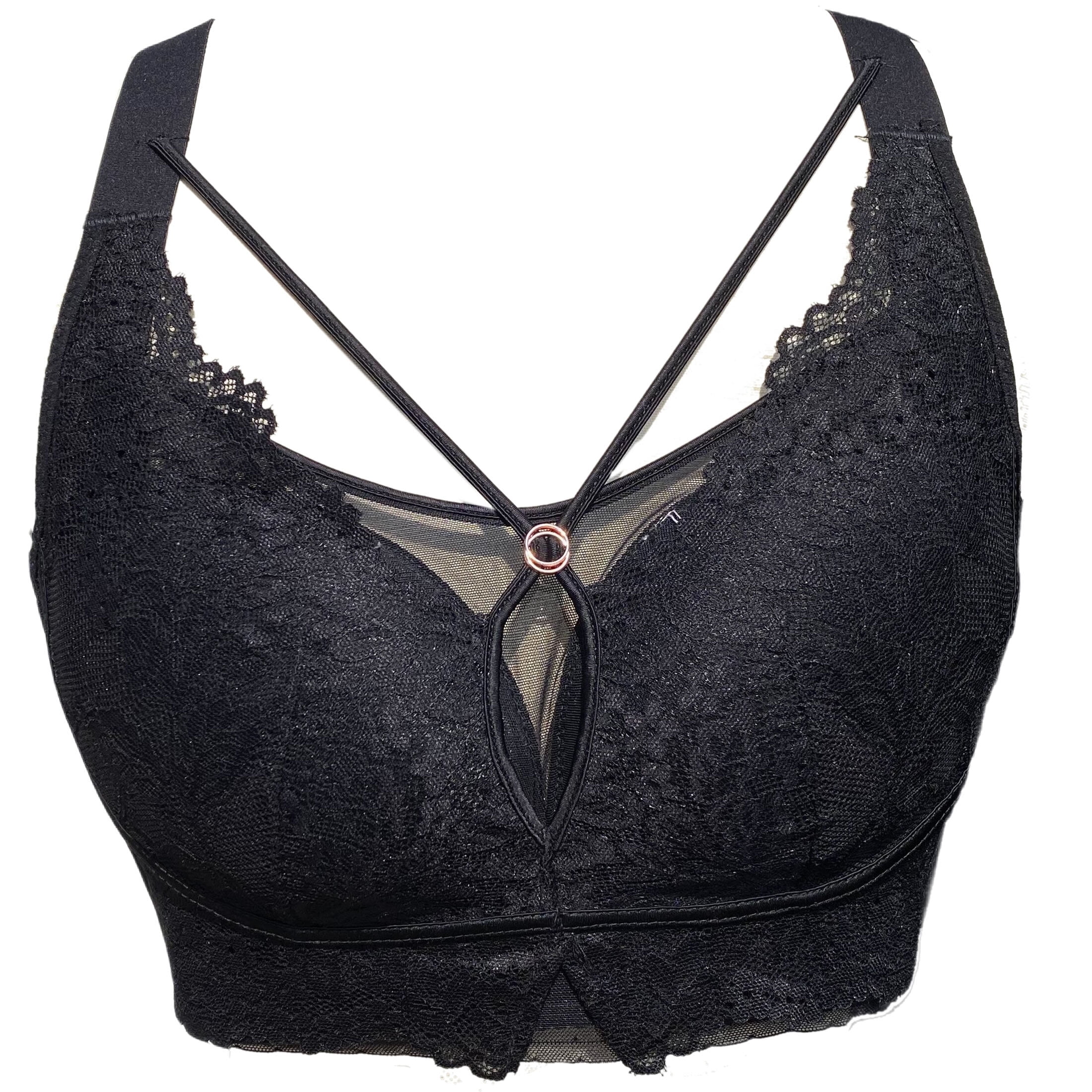 BIMEI Women Mastectomy Bra Lace Desire Wireless Bra Lacy Full-coverage Wirefree Bra 2427,Black ...