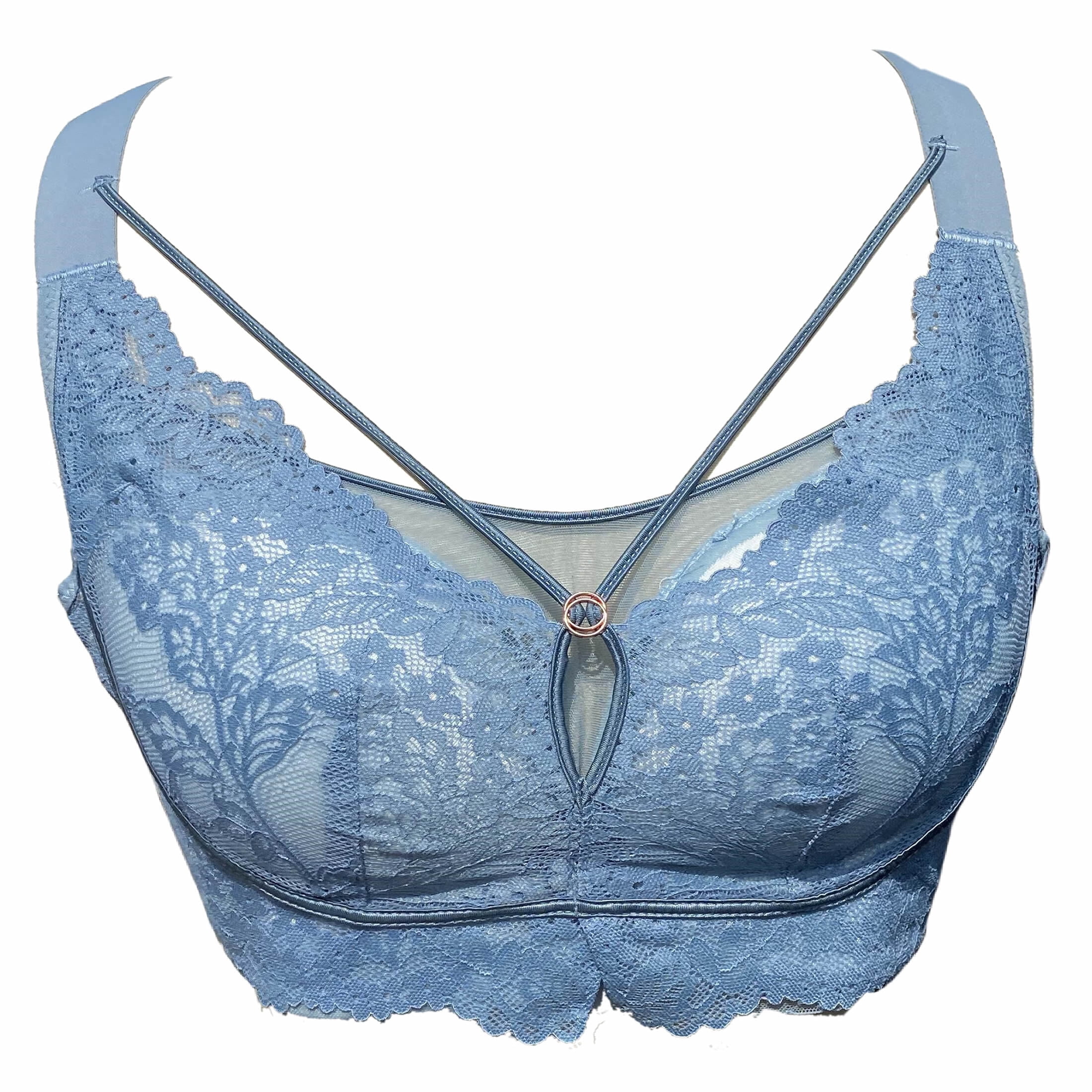 BIMEI Women Mastectomy Bra Lace Desire Wireless Bra Lacy Full-coverage Wirefree Bra 2427,Blue ...