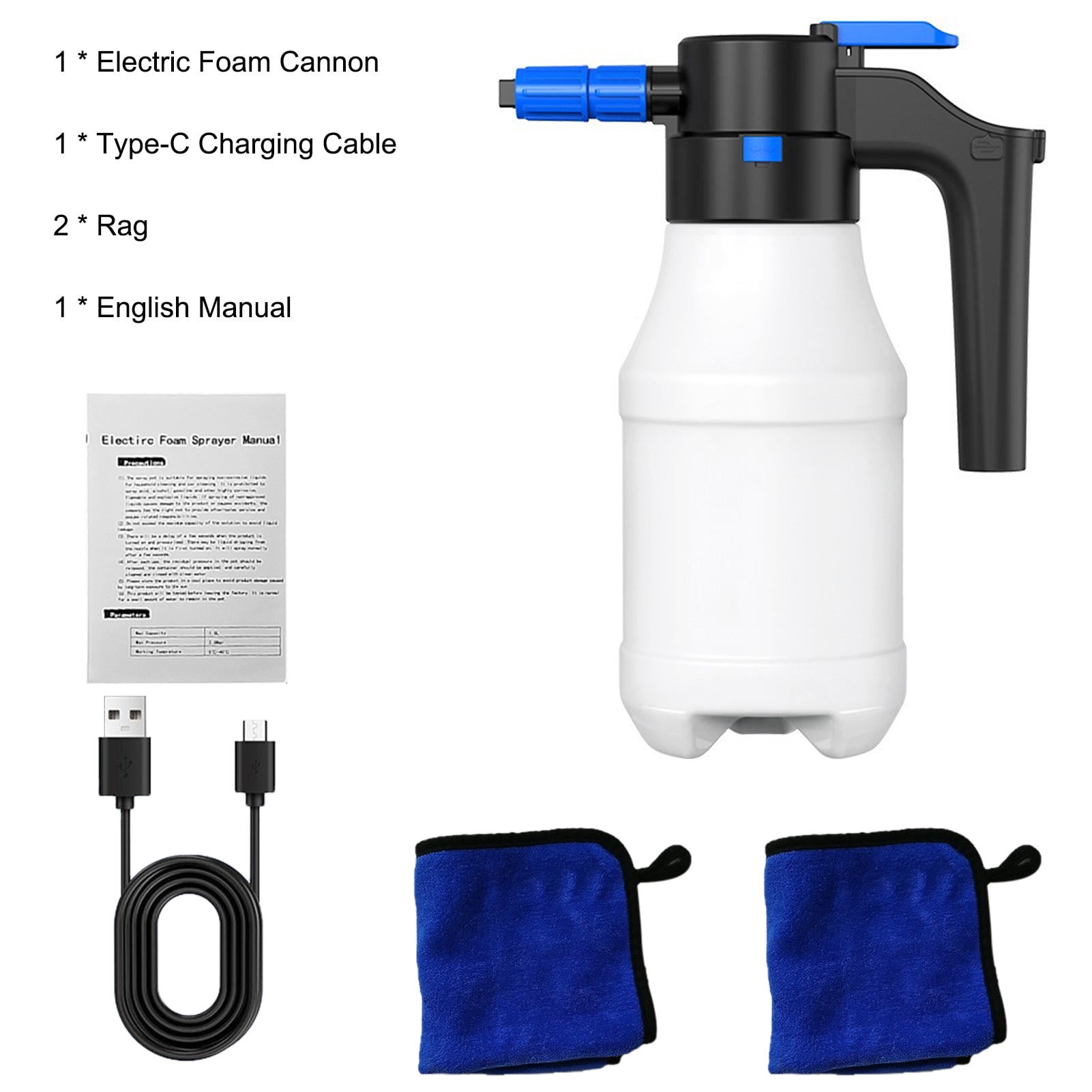 BIMZUC 1.5L Electric Foam Cannon – 75° Wide‑Angle Spray, Type‑C Charge ...