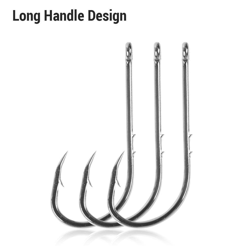 BIMZUC 100 Pack Double-Barbed Fishing Hooks, High Carbon Steel Gear for ...