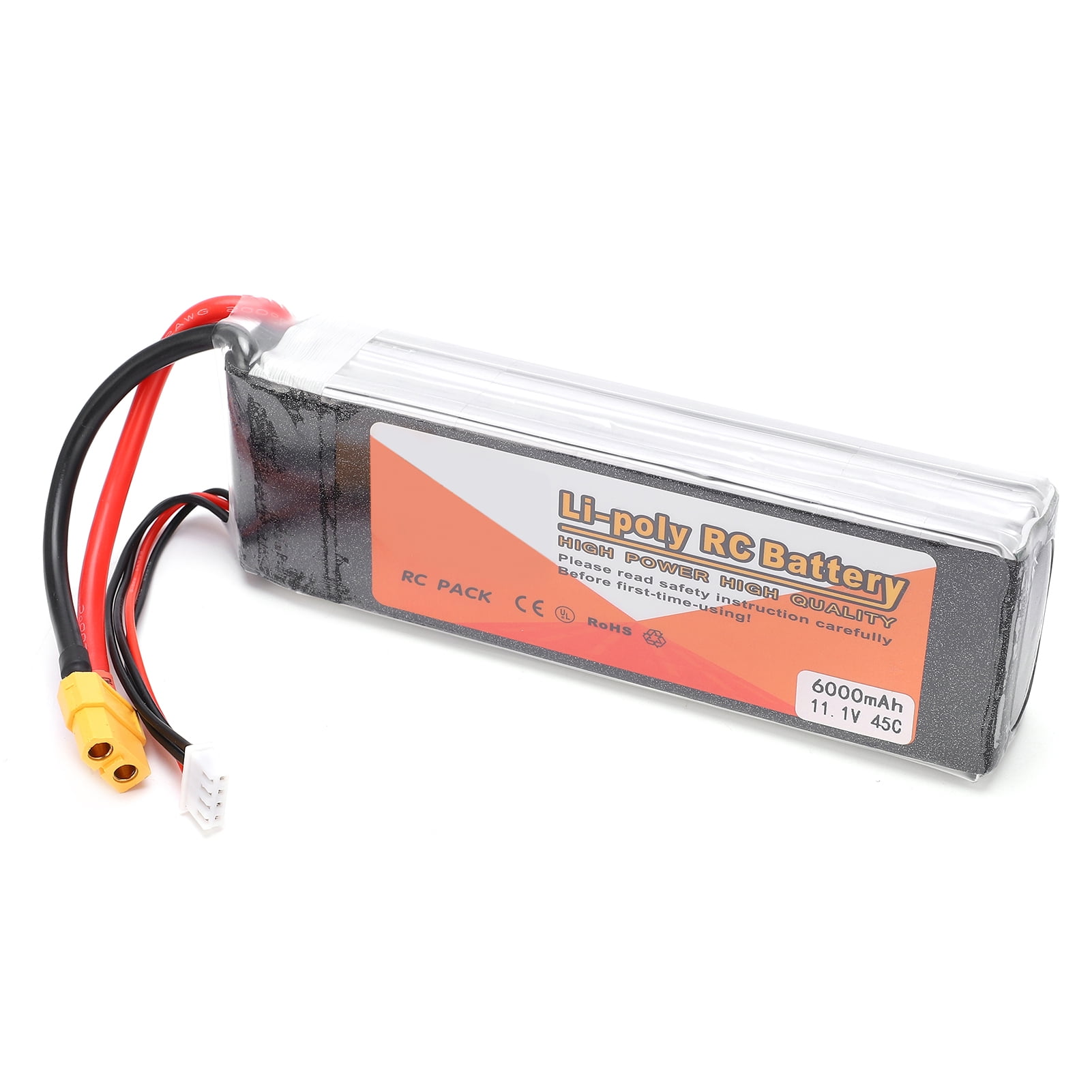 BIMZUC 11.1V 6000mAh 45C 3S LiPo Battery with XT60 Plug for RC Car Boat ...