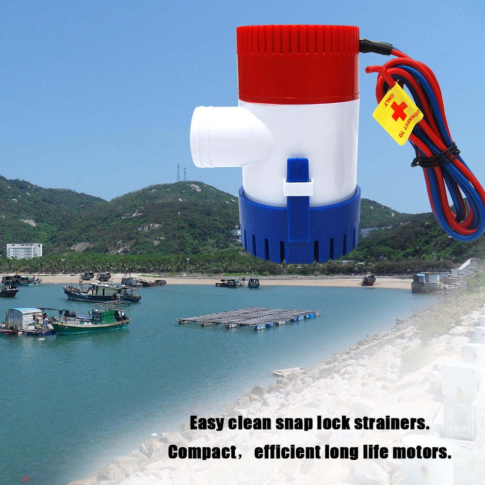 BIMZUC 1100GPH 12V Electric Submersible Marine Boating Bilge Water Pump ...