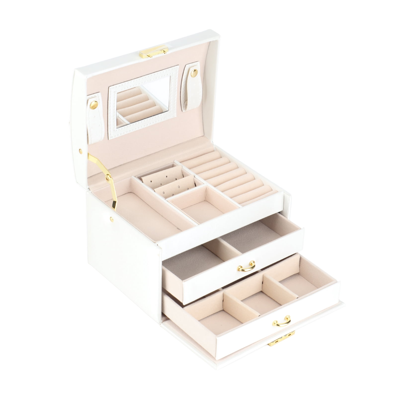 BIMZUC 3-Tier PU Leather Jewelry Storage Case Display Box Holder ...