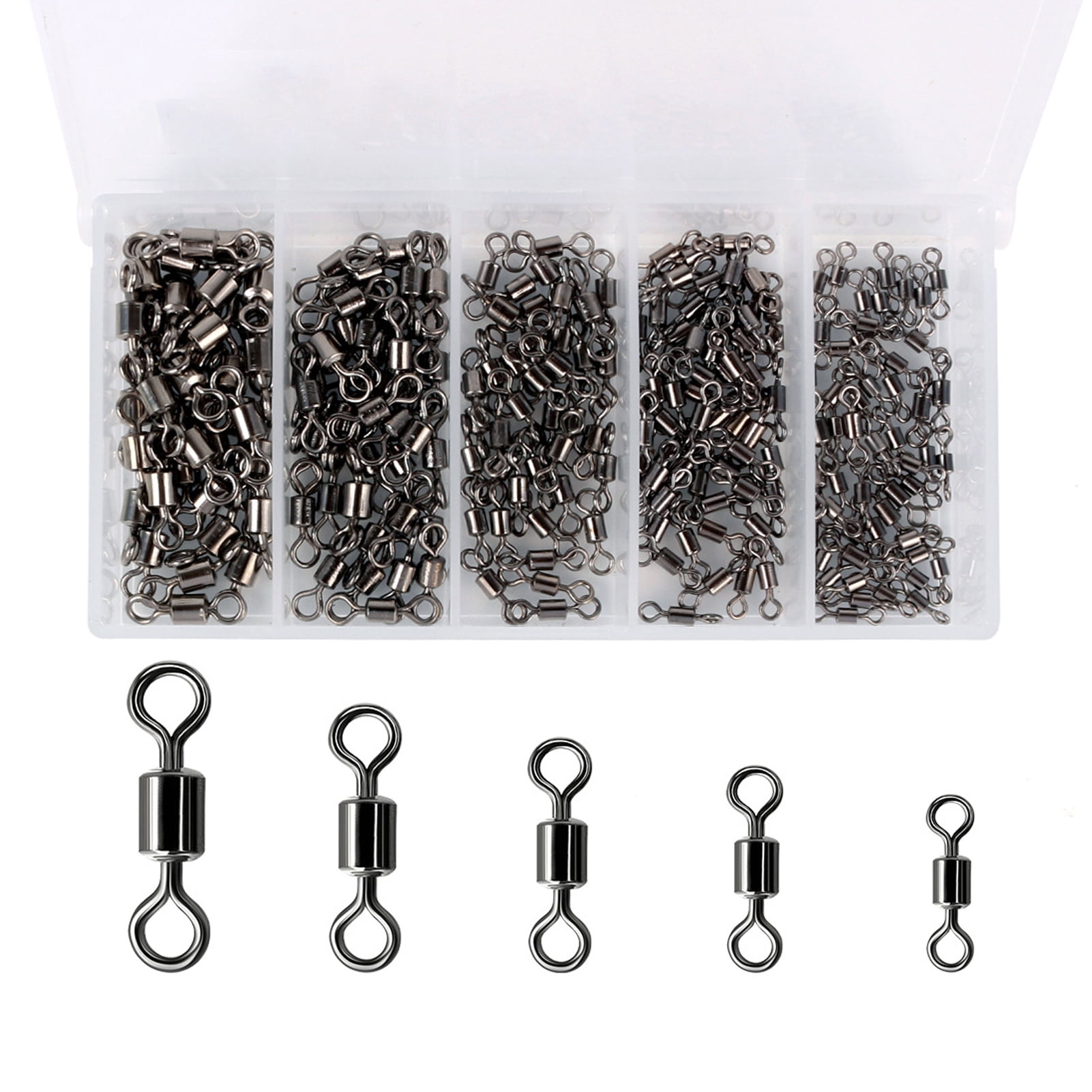 BIMZUC 300pcs Rolling Barrel Fishing Swivels Stainless Steel Fishing ...