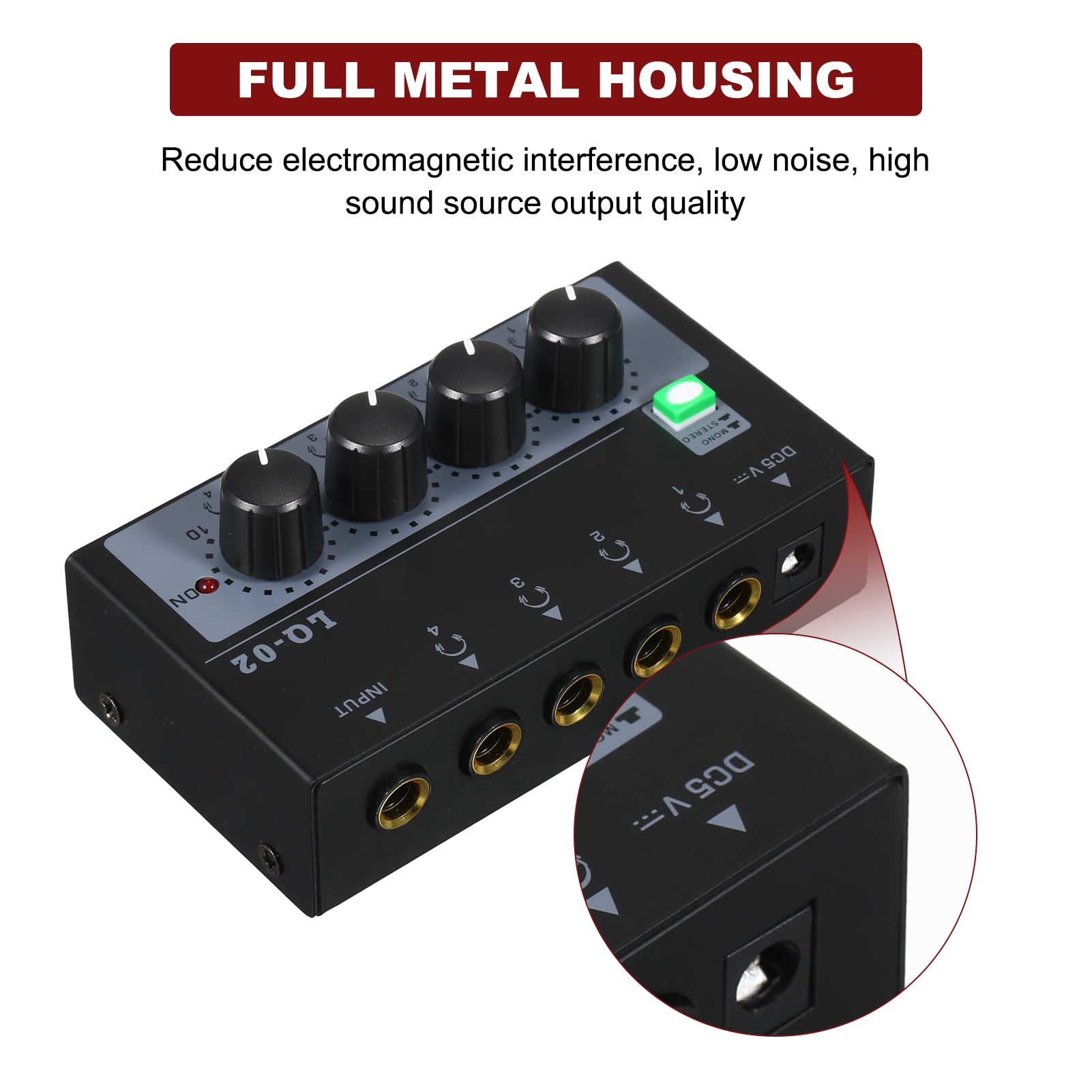 BIMZUC 4 Channels Headphone Amplifier Mixer Mono/Stereo Audio Splitter ...