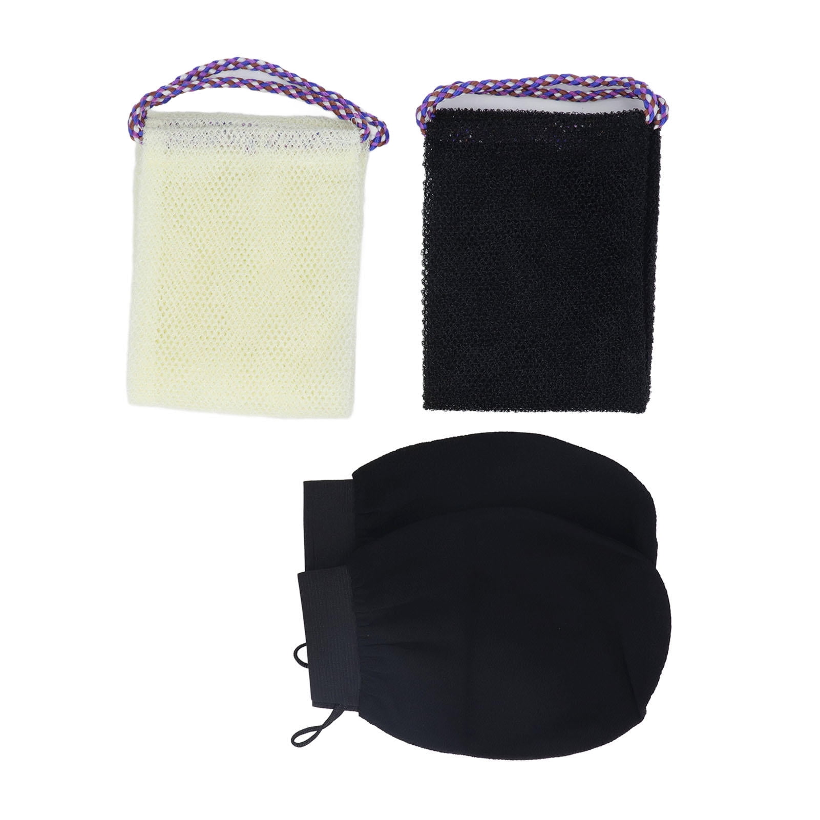BIMZUC 4-Piece African Nylon Net Bath Sponge Set with Hand Straps ...
