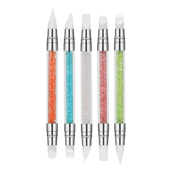 BIMZUC 5-Piece Double-Ended Silicone Nail Pen Set with Rhinestone Rods ...