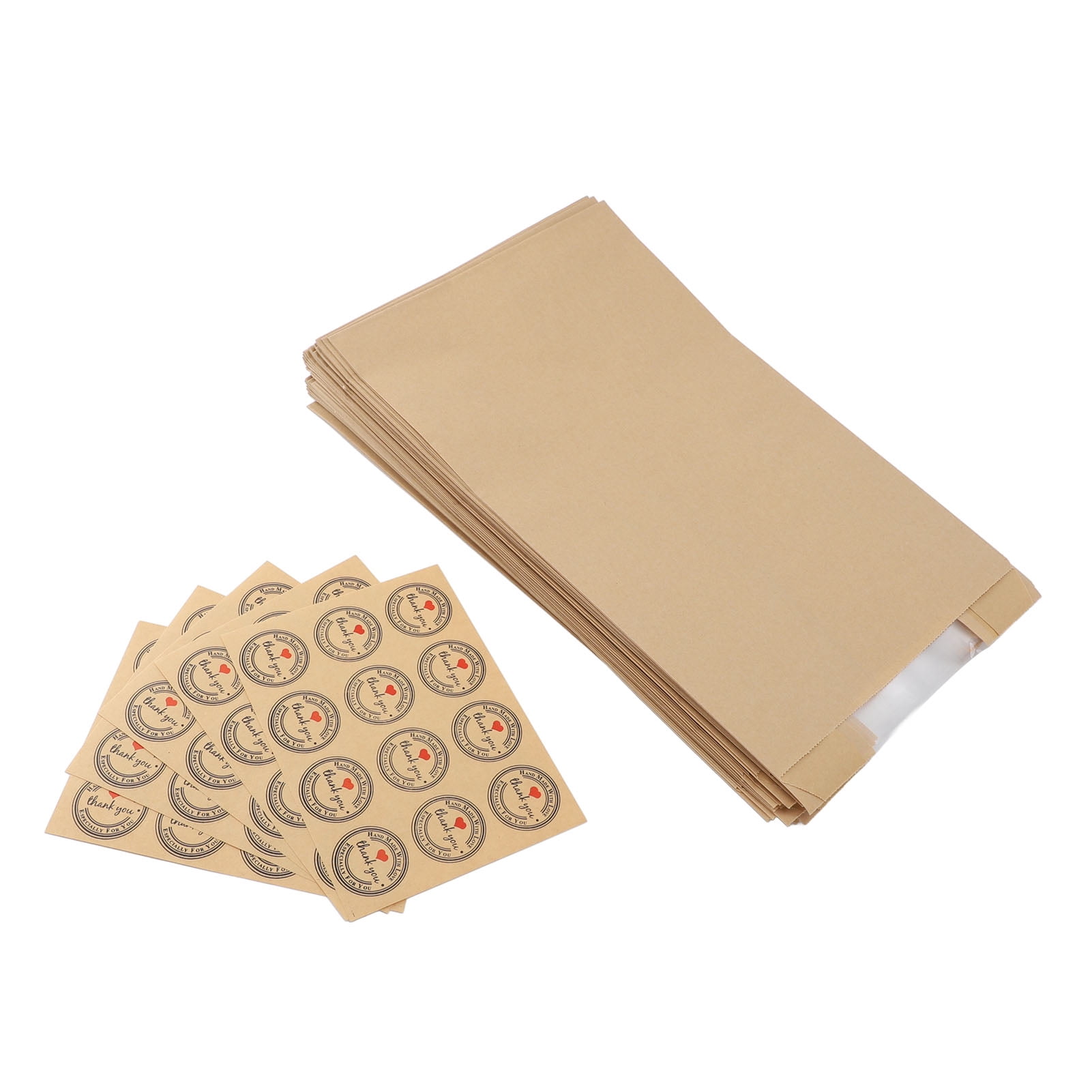 BIMZUC 50 PCS Kraft Paper Bread Bags with Transparent Window and 60 ...