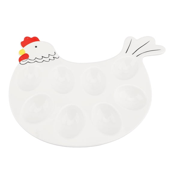 BIMZUC 8‑Slot Deviled Egg Platter Tray – Sturdy Ceramic Chicken‑Shaped ...