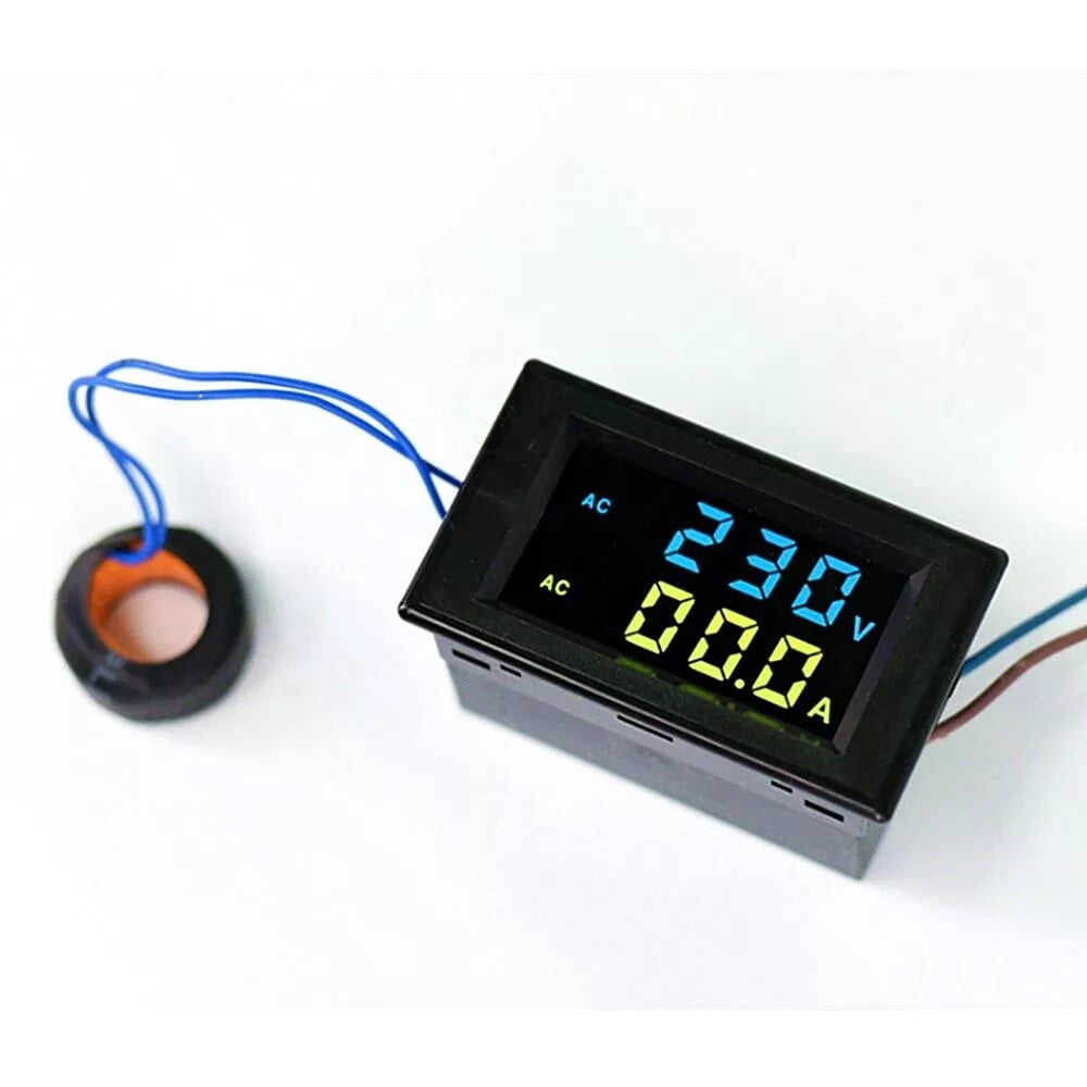 BIMZUC Black Digital Voltmeter Ammeter LCD Screen 2 in 1 AC Voltage ...