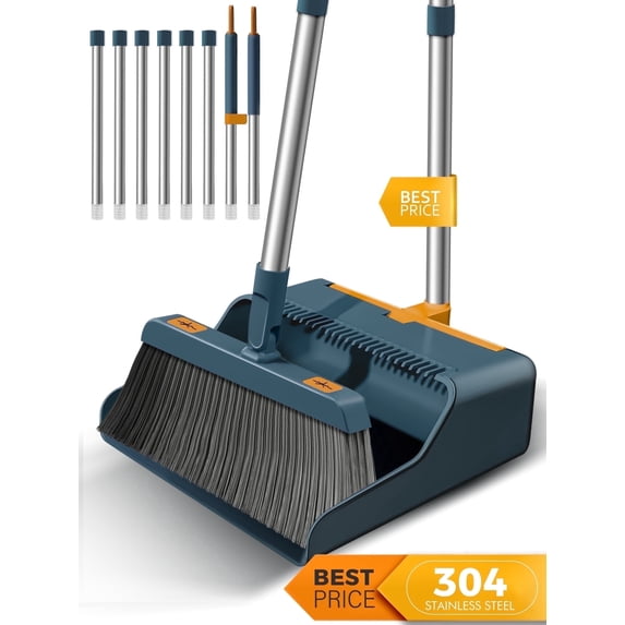 FVSA Broom and Dustpan Combo/Broom and Dustpan with 50.4" Long Handle ...