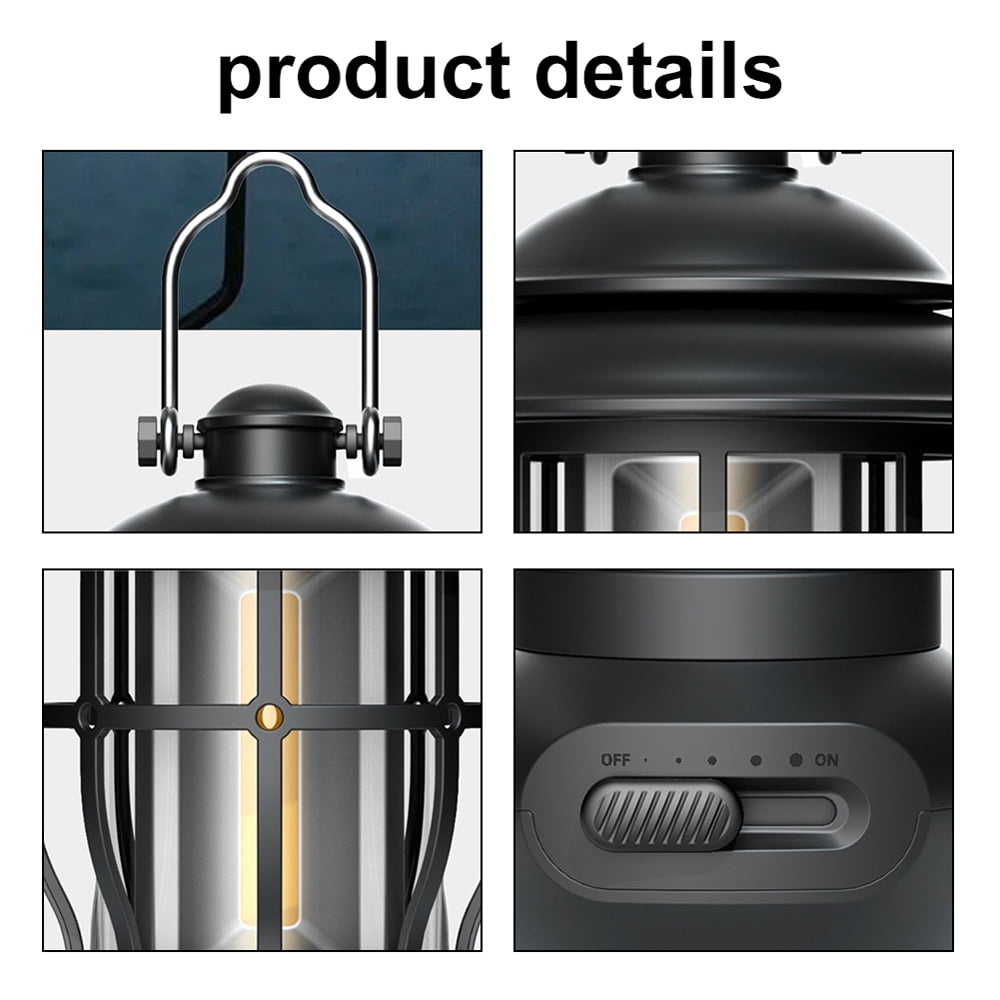BIMZUC Cordless Camping Lamp Stepless Dimming Outdoor Tent Light Home ...