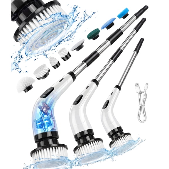 Electric Spin , Cordless Cleaning Brush Shower Up to 550 RPM with 9 ...