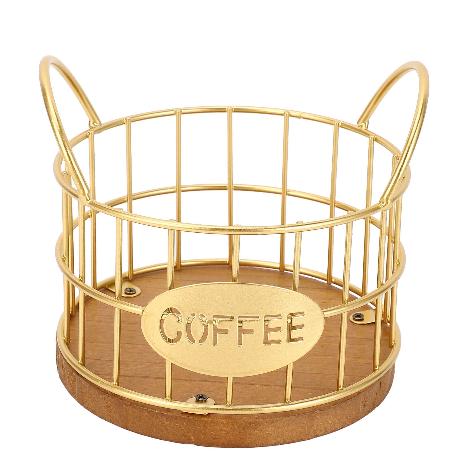 BIMZUC Elegant Metal Wire Coffee Pod Basket with Wooden Base – Large ...
