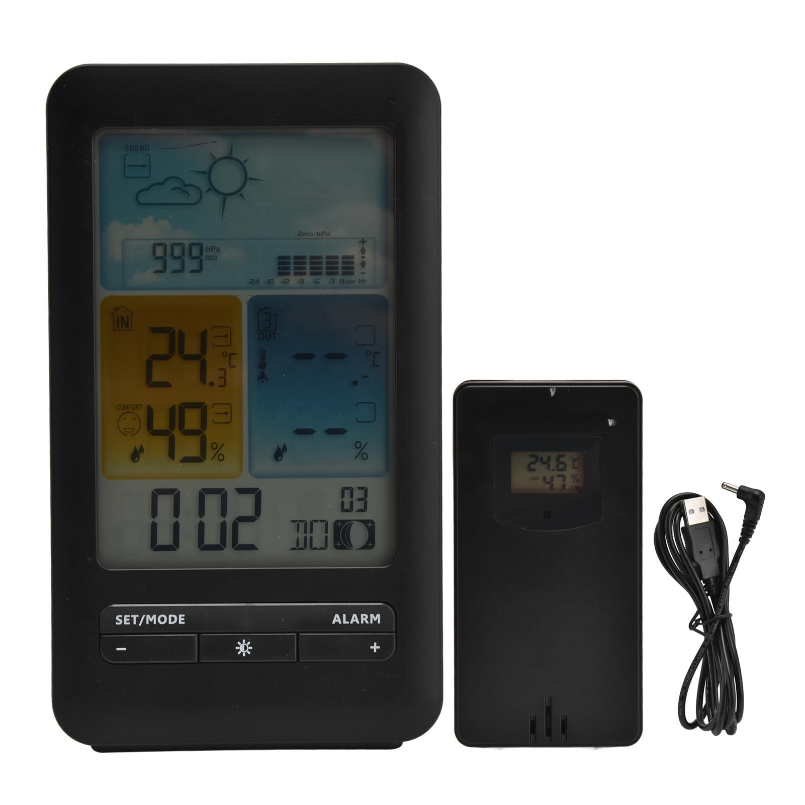 BIMZUC Home Weather Clock & Temperature/Humidity Meter with 12‑hour ...