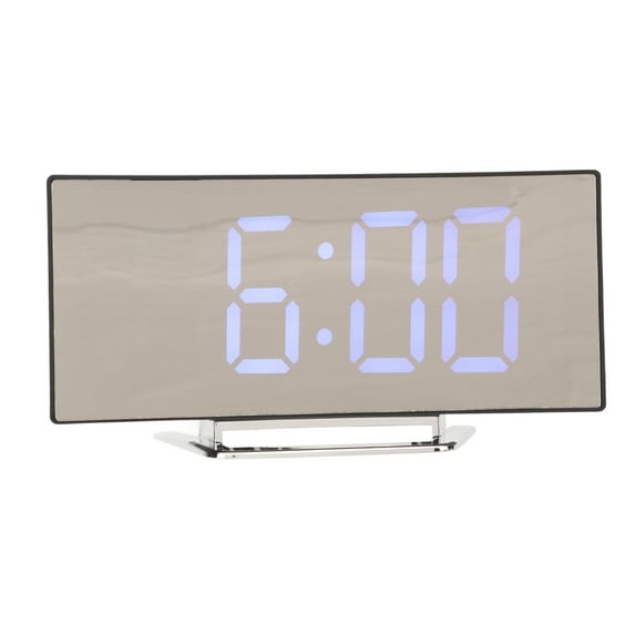 BIMZUC LED Curved Mirror Digital Alarm Clock with Temperature Display ...