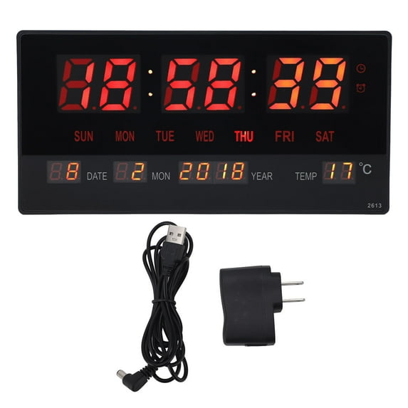 BIMZUC LED Digital Wall Clock with Temperature Display, Alarm, Memory ...