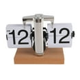 BIMZUC Large Retro Flip Desk Clock – 12‑Hour Stainless Steel & Beech ...