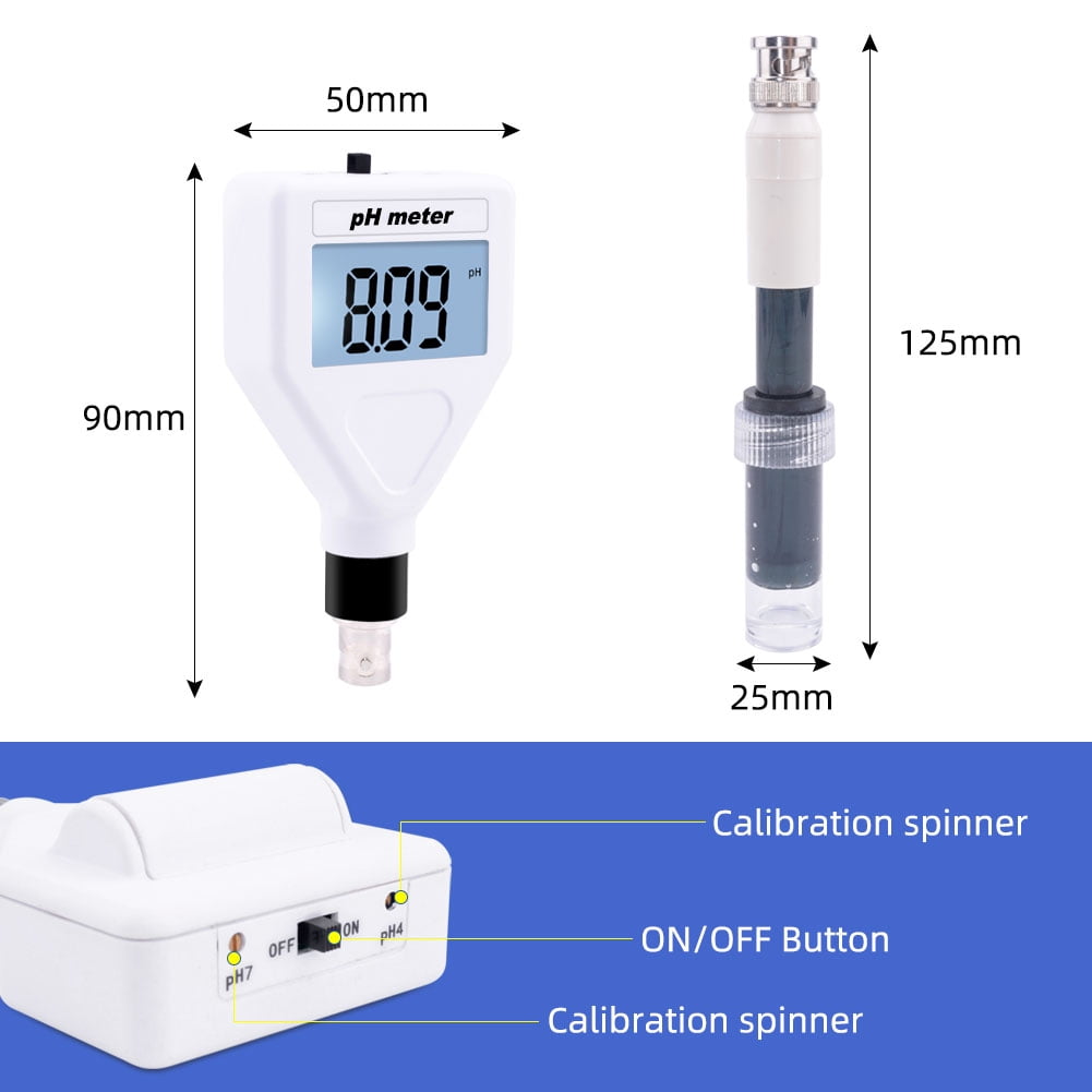BIMZUC Portable Digital pH Meter Tester 0.00-14.00 Range with ...